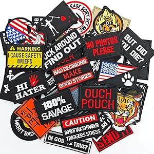 Amazon.com: Gleihow 12 Pieces Random Funny Tactical Morale Patch Full Embroidery Military Loop ...