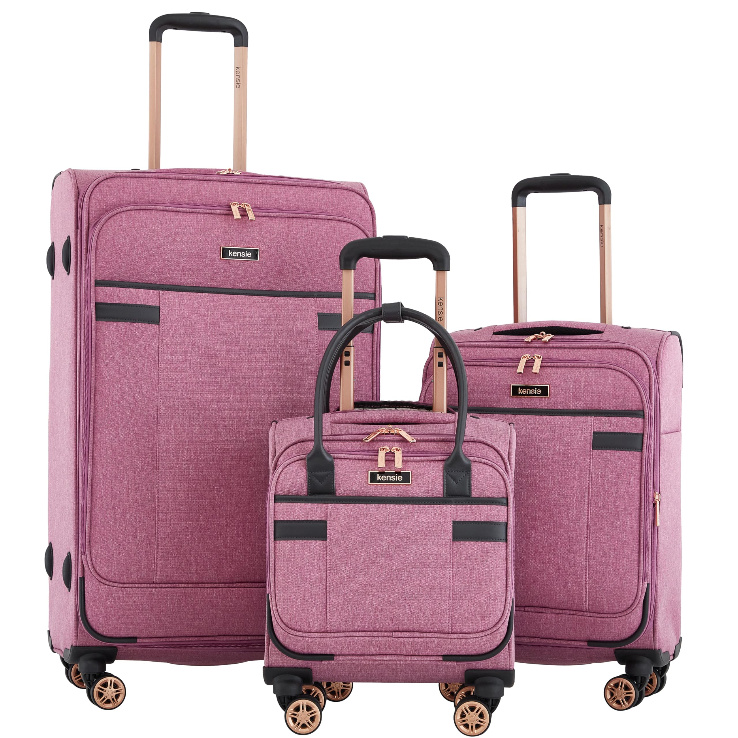 Amazon.com | kensie Hudson Softside Spinner Luggage, Mellow Mauve, 3 ...