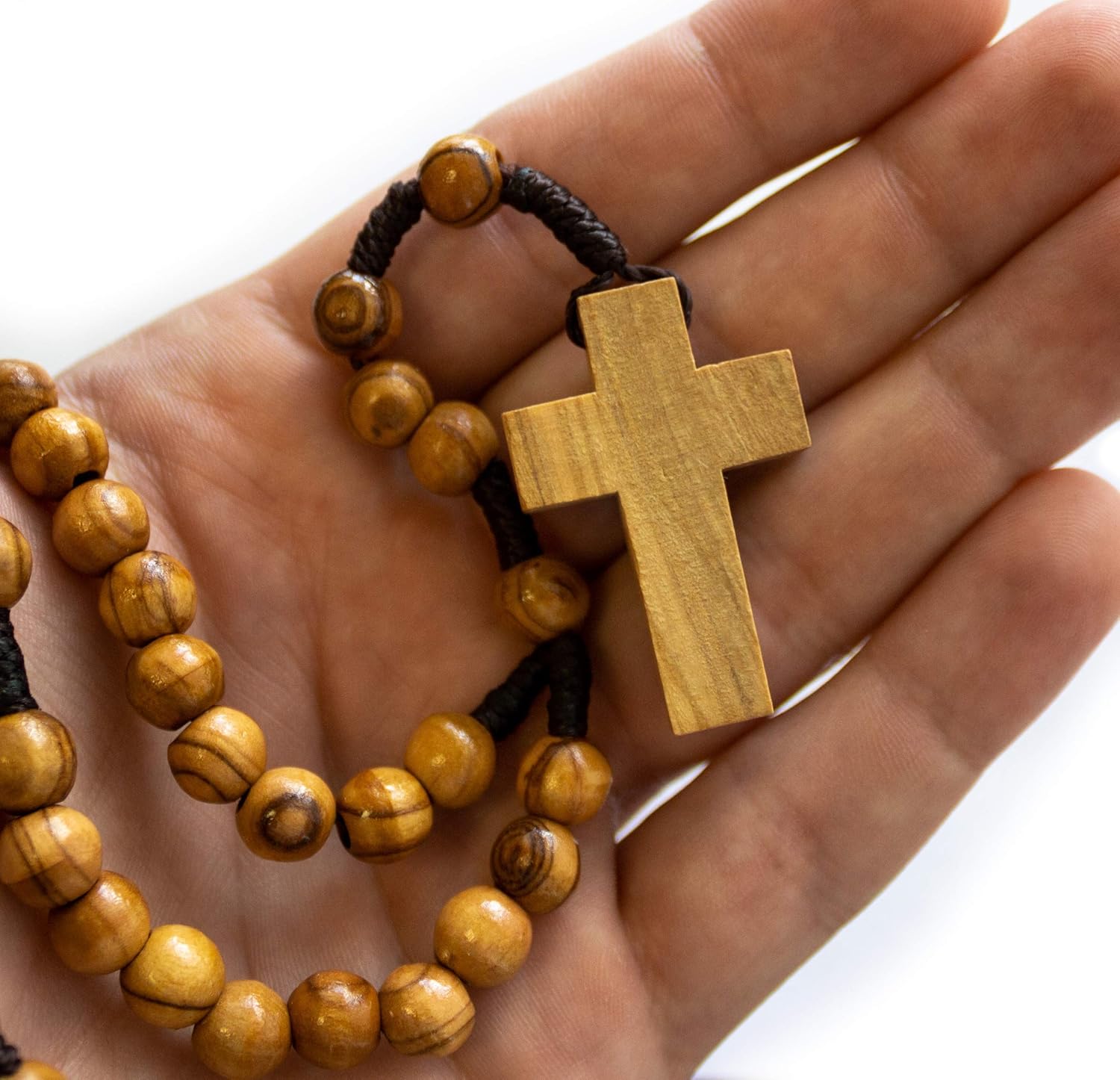 Tree Of Life Rev 2214 Rosario Con Cuerda Católica De Madera De Olivo