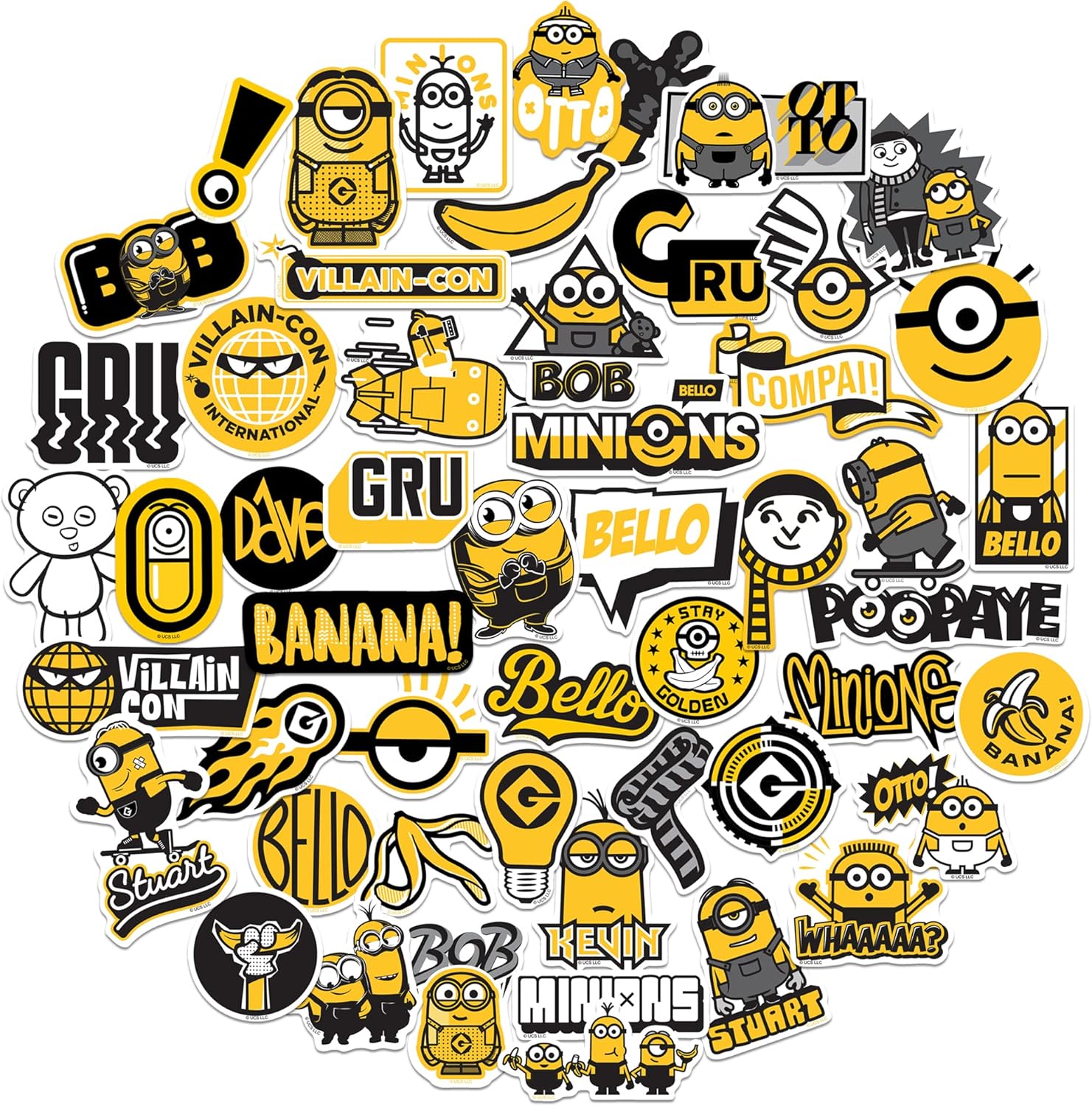 Amazon.com: Minions 50ct Vinyl Large Deluxe Stickers Variety Pack ...