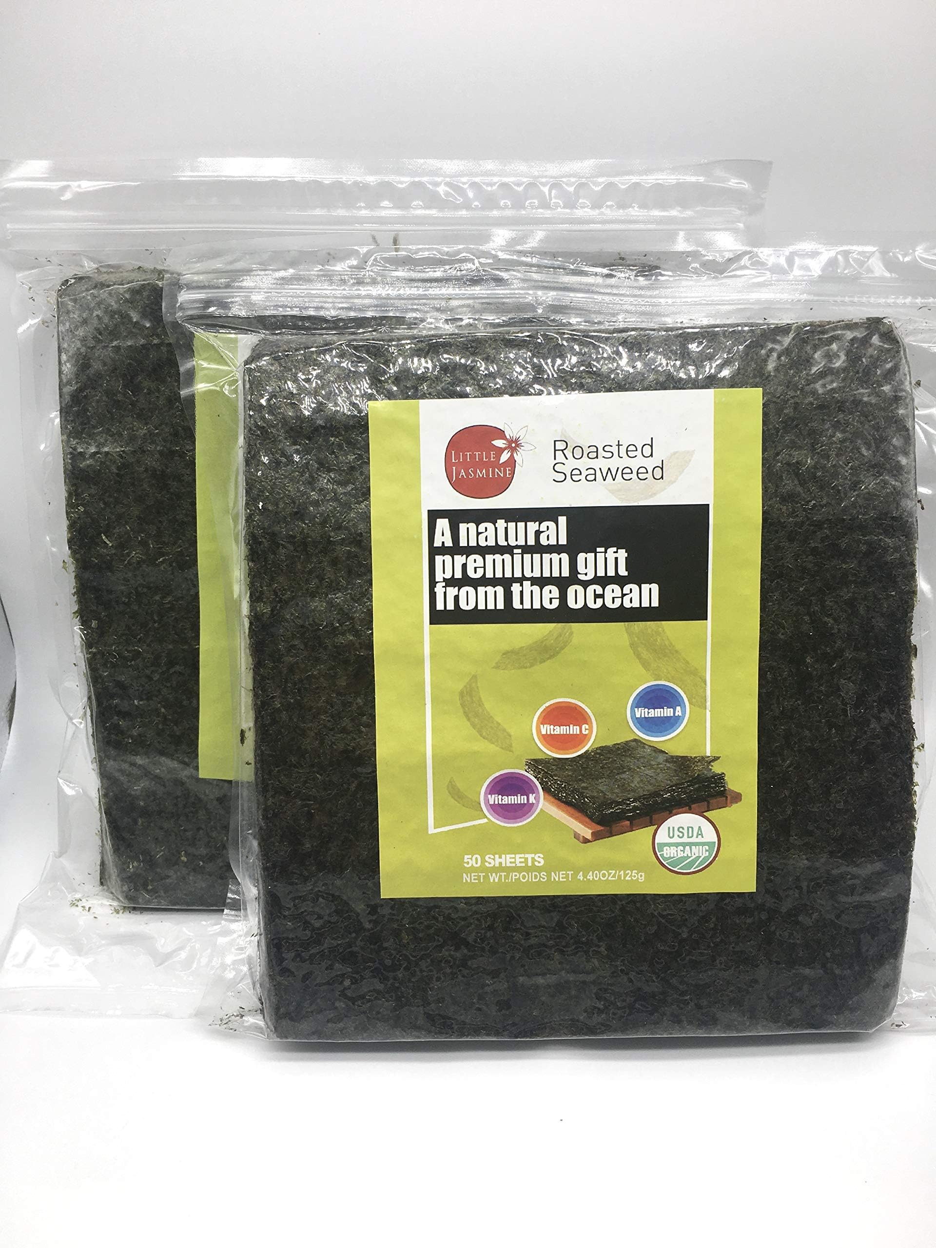 Amazon.com : ONE ORGANIC Sushi Nori Premium Roasted Organic Seaweed (50 ...
