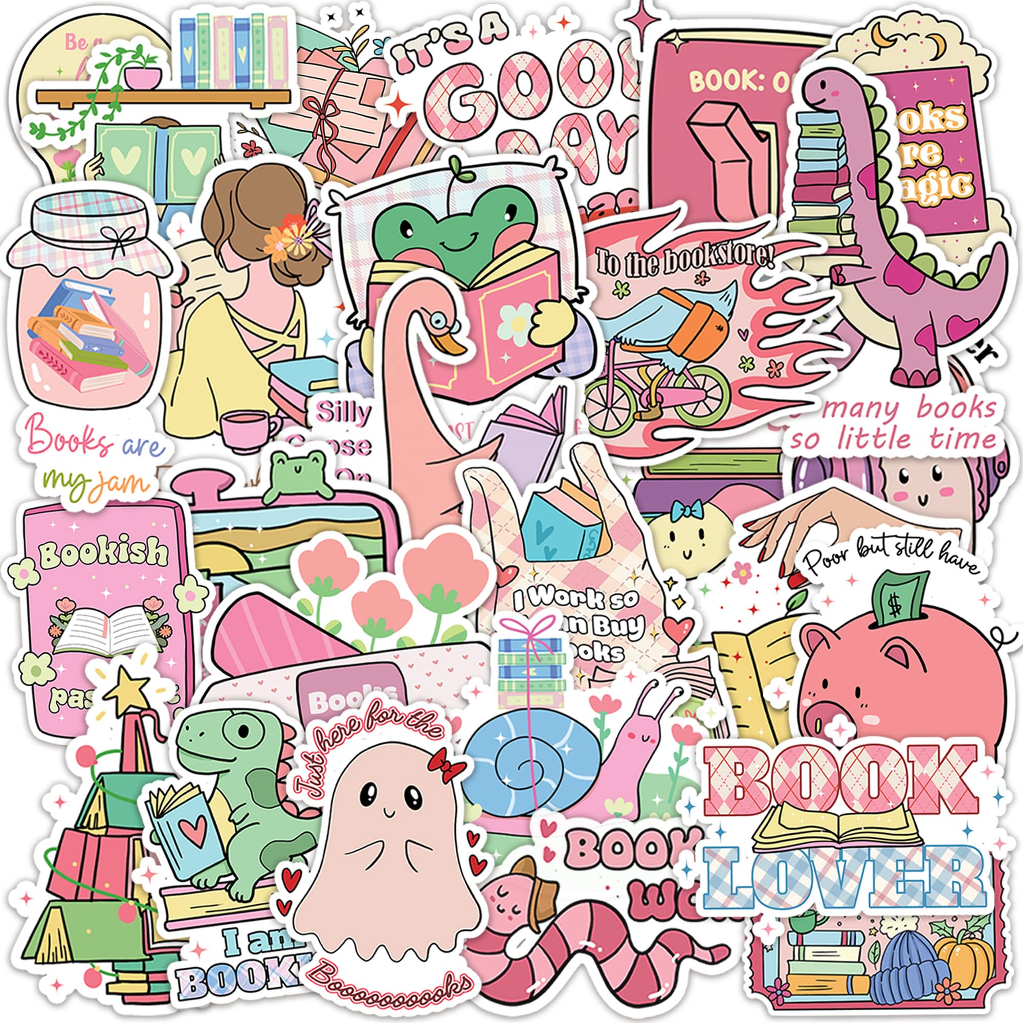 Amazon.com: Pink Bookish Stickers, 103 PCS Holographic Stickers ...