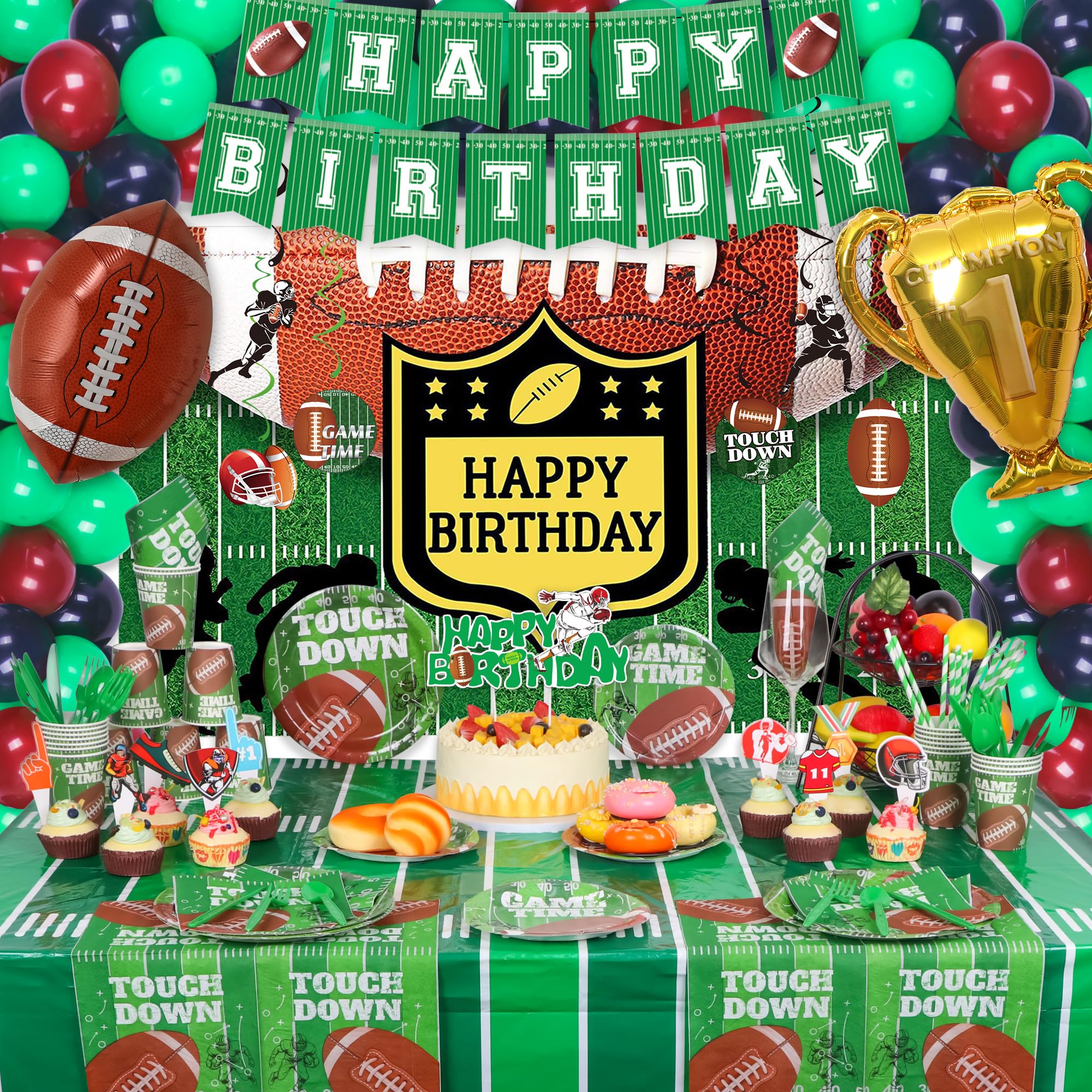 Amazon.com: Football Birthday Party Decorations with Football Theme 10 ...