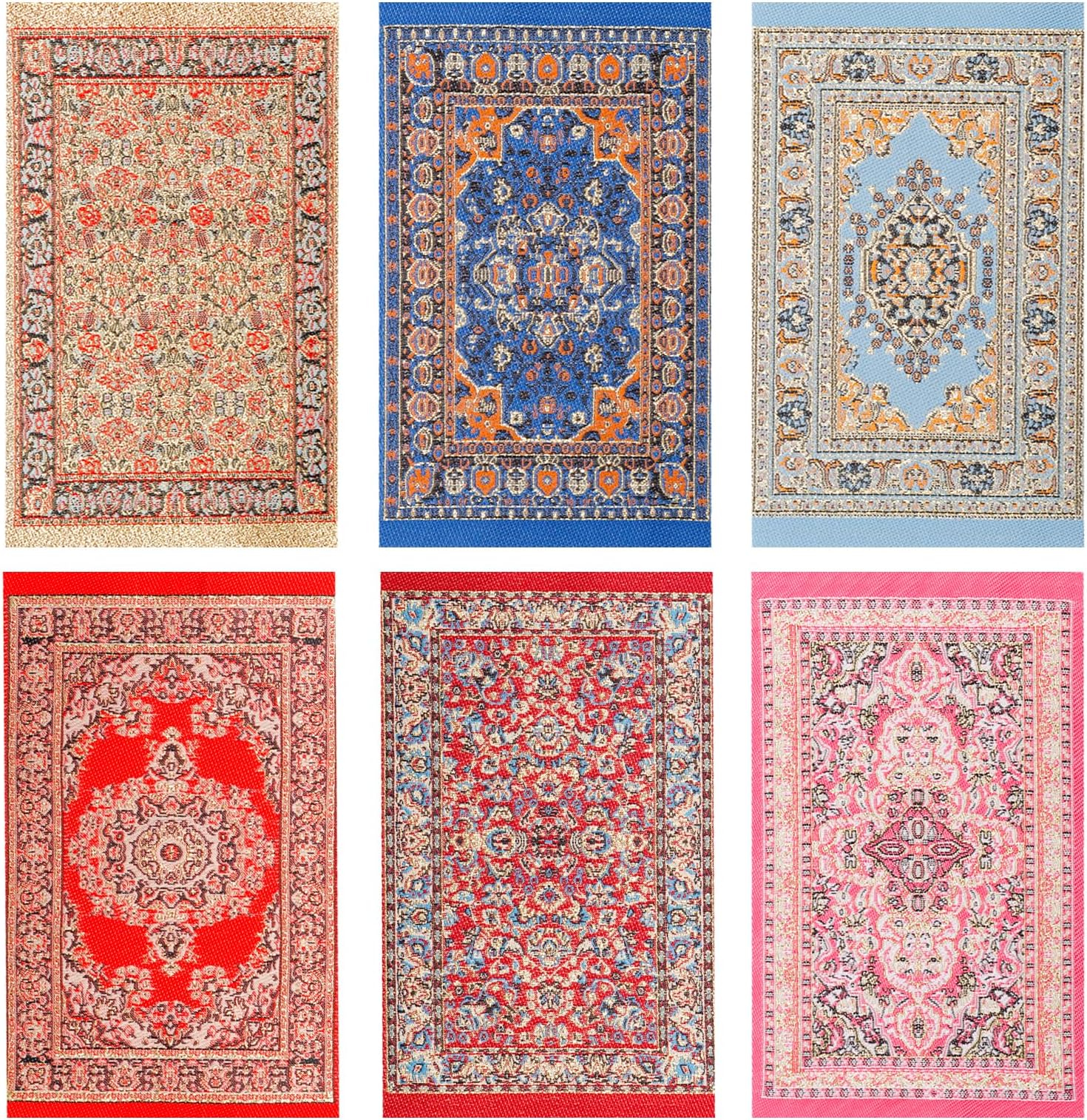 Amazon.com: 6 Pcs Miniature Carpets Mini Floral Print Carpet 6 Inch ...