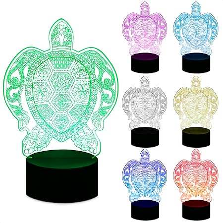 Sea Turtle 3D Night Light, 7 Colors Changing Optical Illusion Smart ...