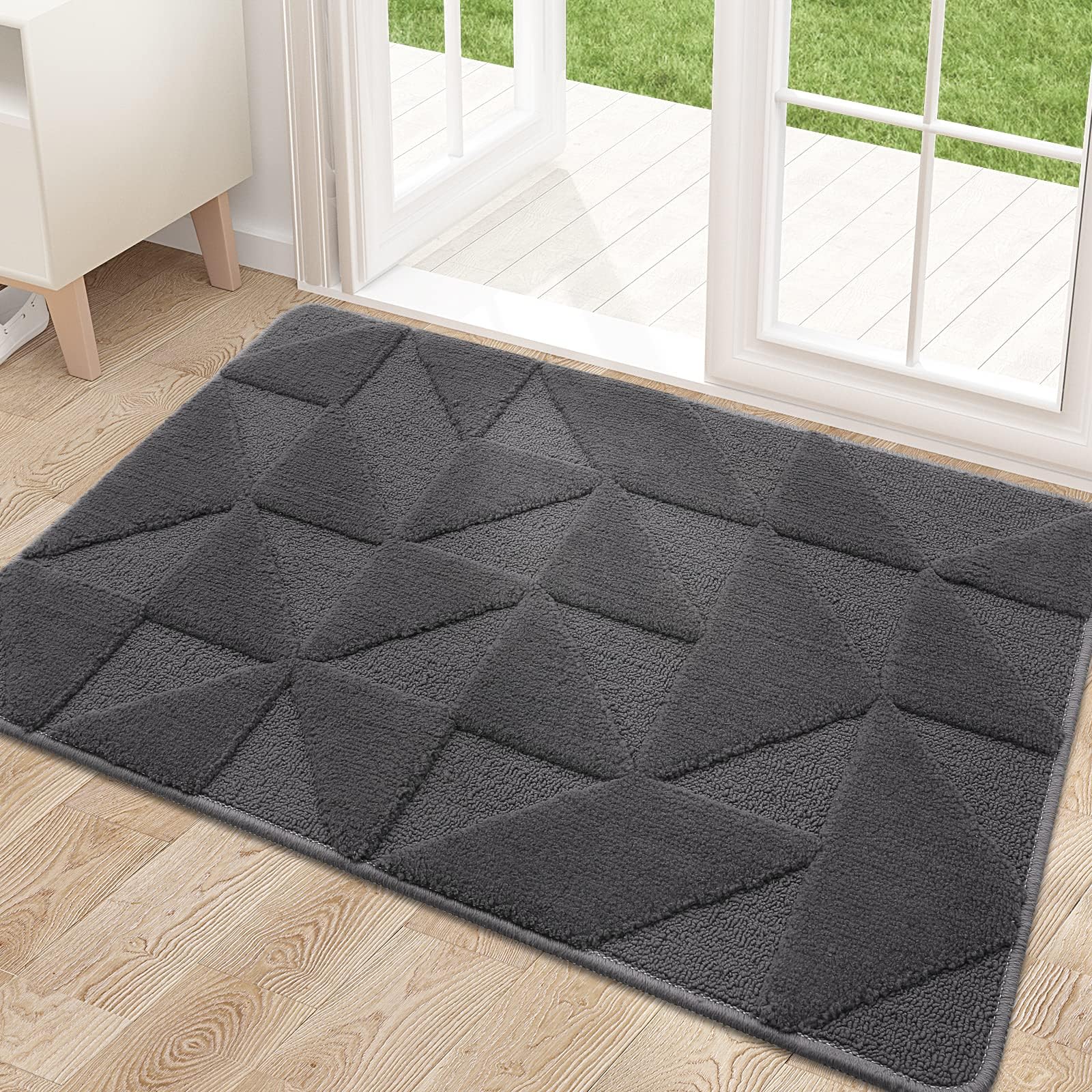 Homaxy Washable Door Mats Indoor, Dirt Trapper Mat Absorbent Non-Slip ...