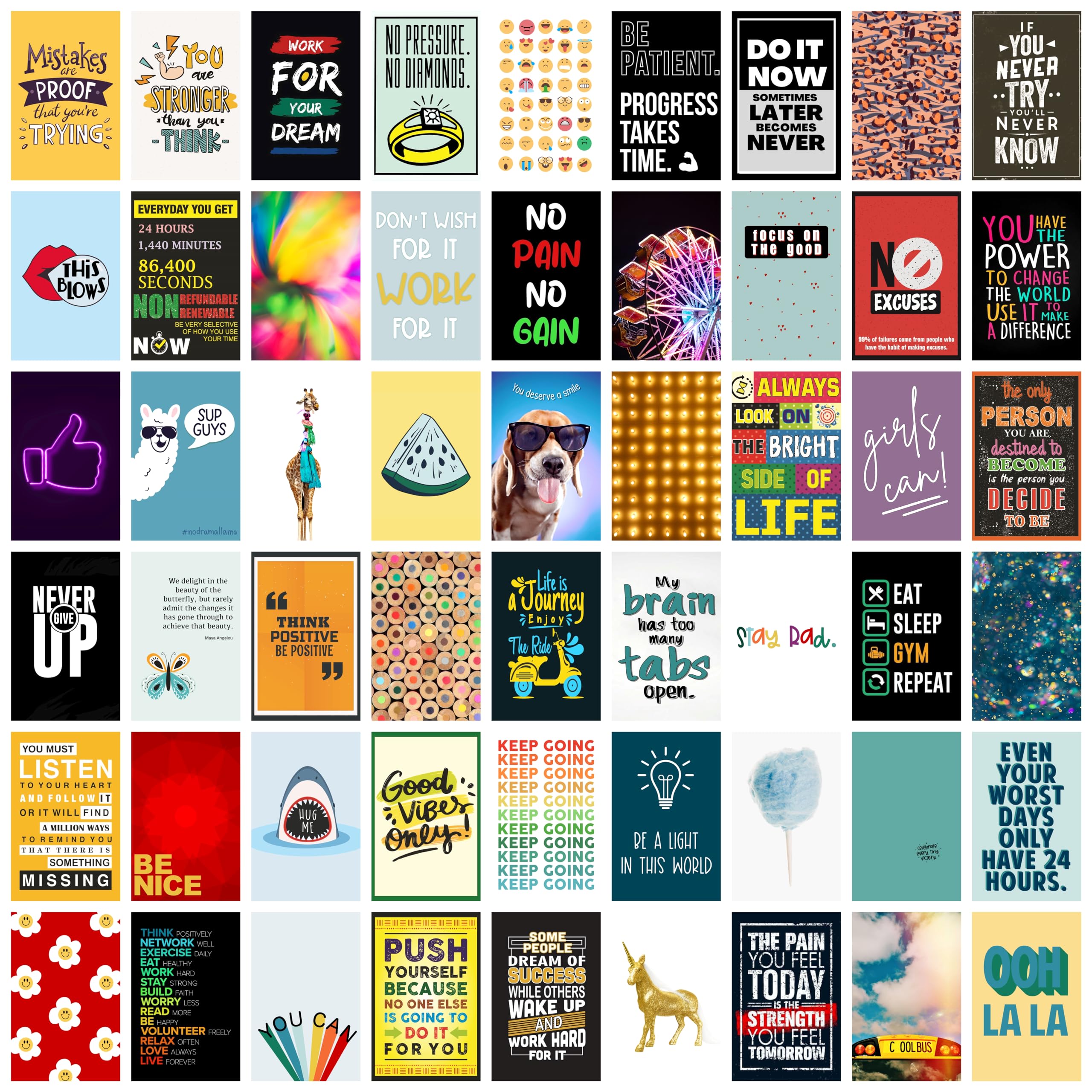 Craft Qila Motivational Vol 2 Pack of 54 Aesthetic Wall Collage Kit ...