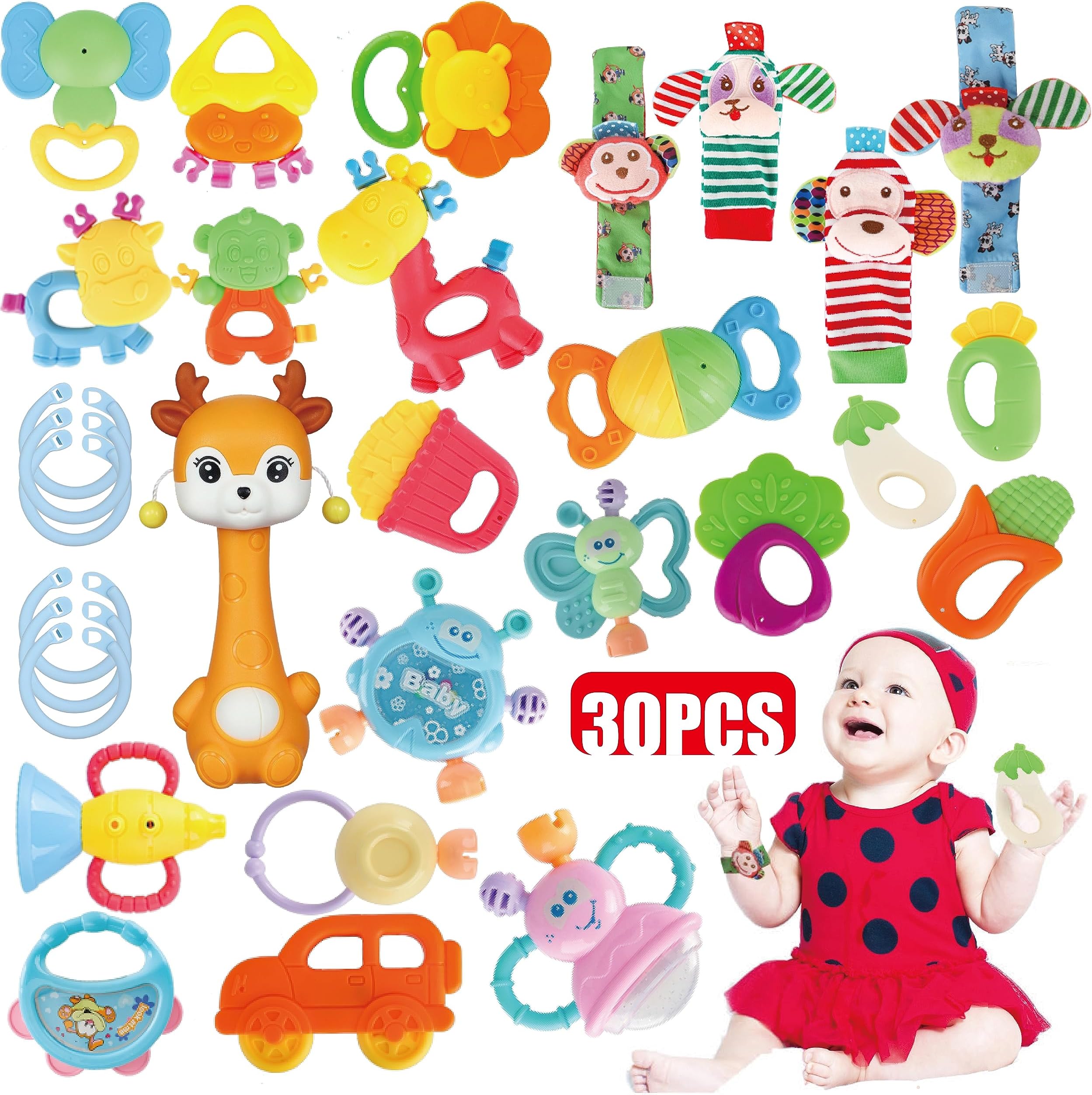 Amazon.com: Bright Starts Grab & Spin Baby Rattle & BPA-Free Teether ...