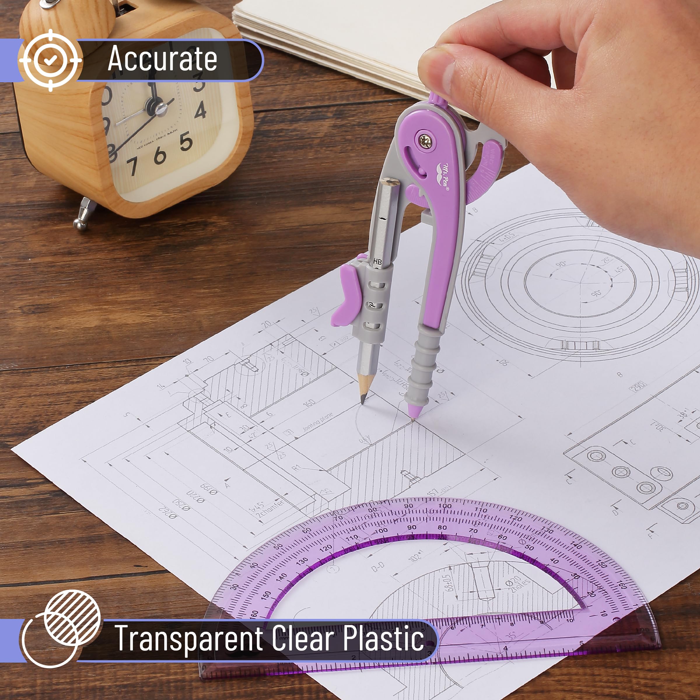 Snapklik.com : Mr. Pen- Compass And Protractor Set
