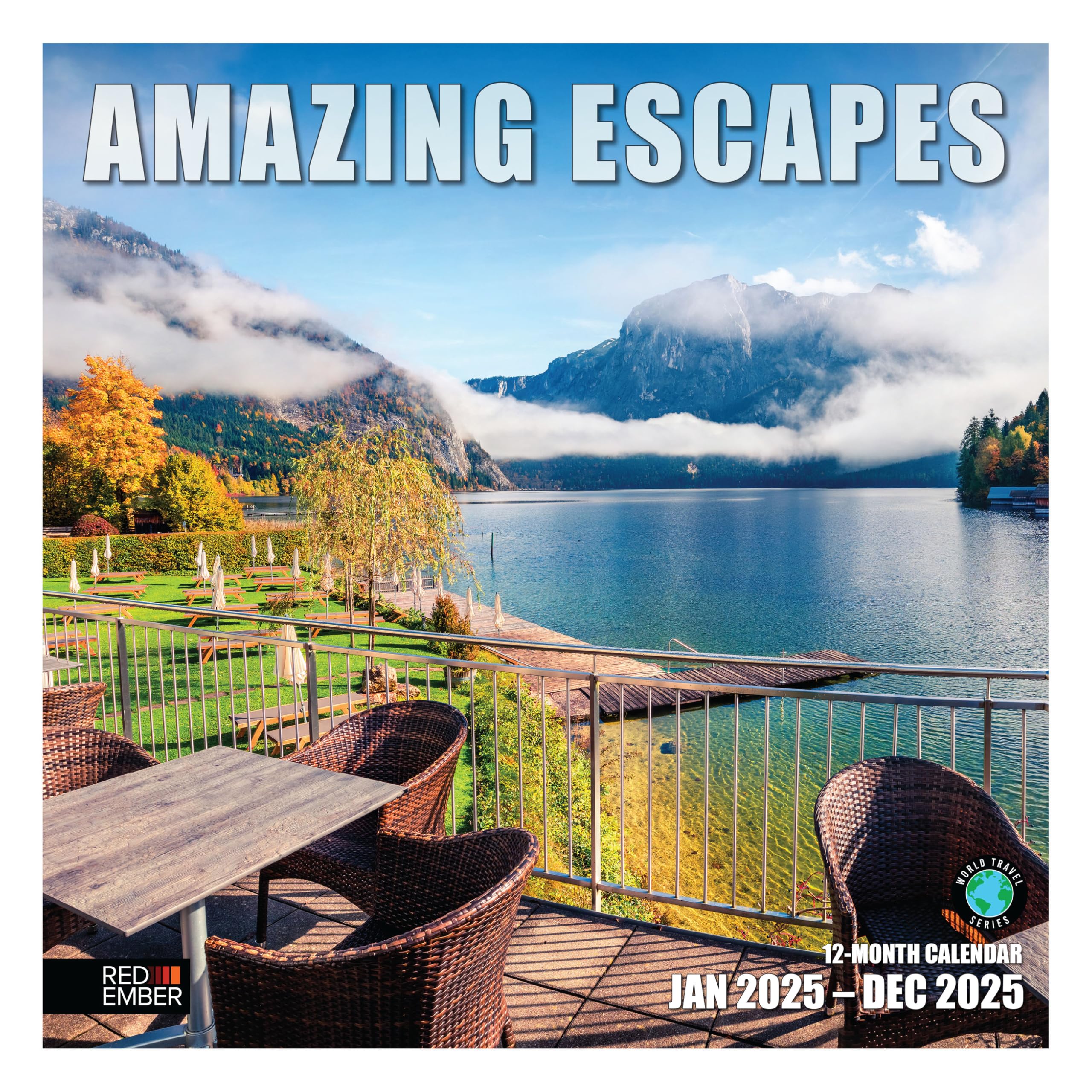 RED EMBER Amazing Escapes 2025 Wall Calendar 12 Month | 12" x 24" Open ...