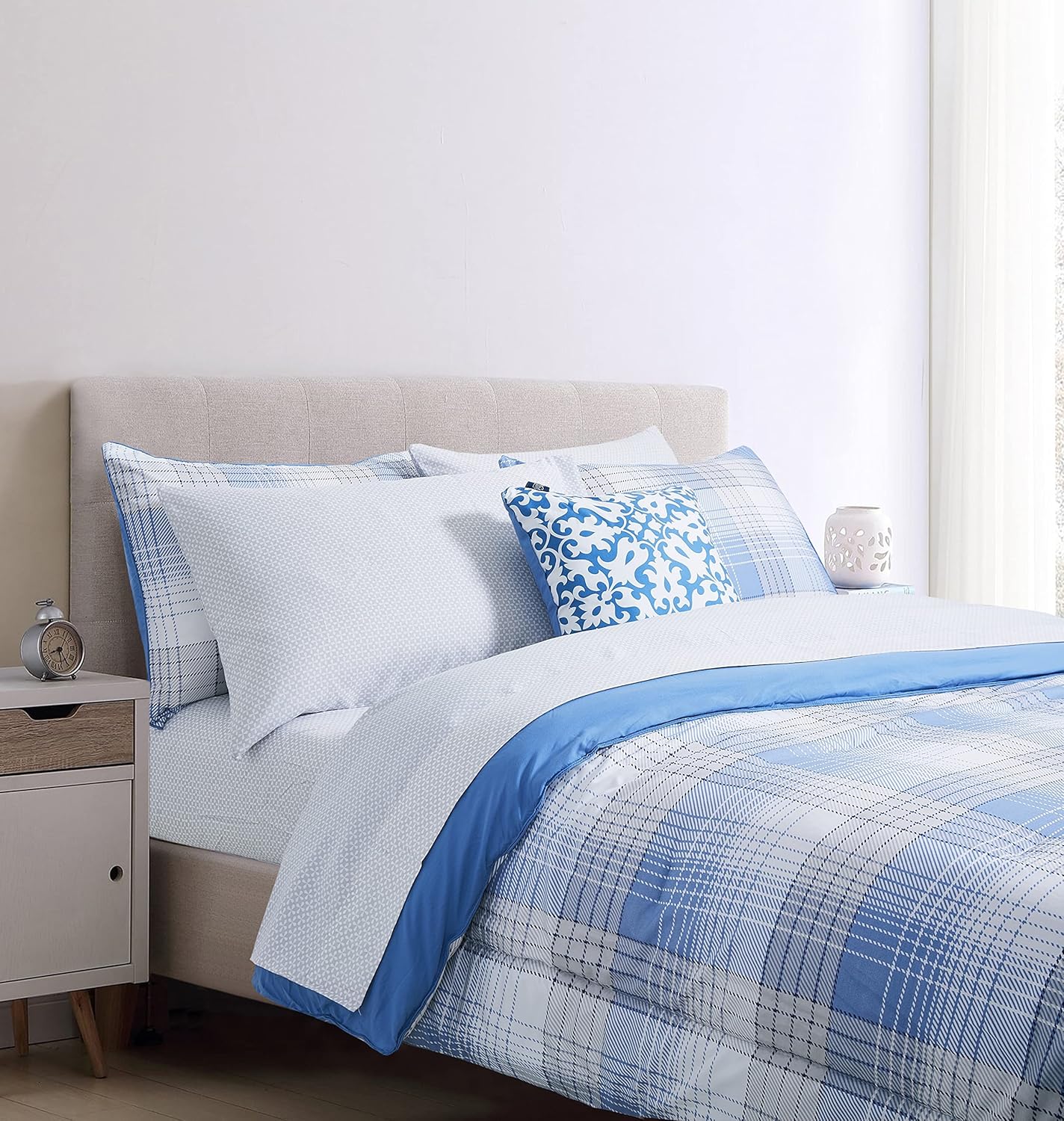 Amazon.com: Chaps Bed in A Bag 8-Piece Comforter Set - Shirting Plaid ...