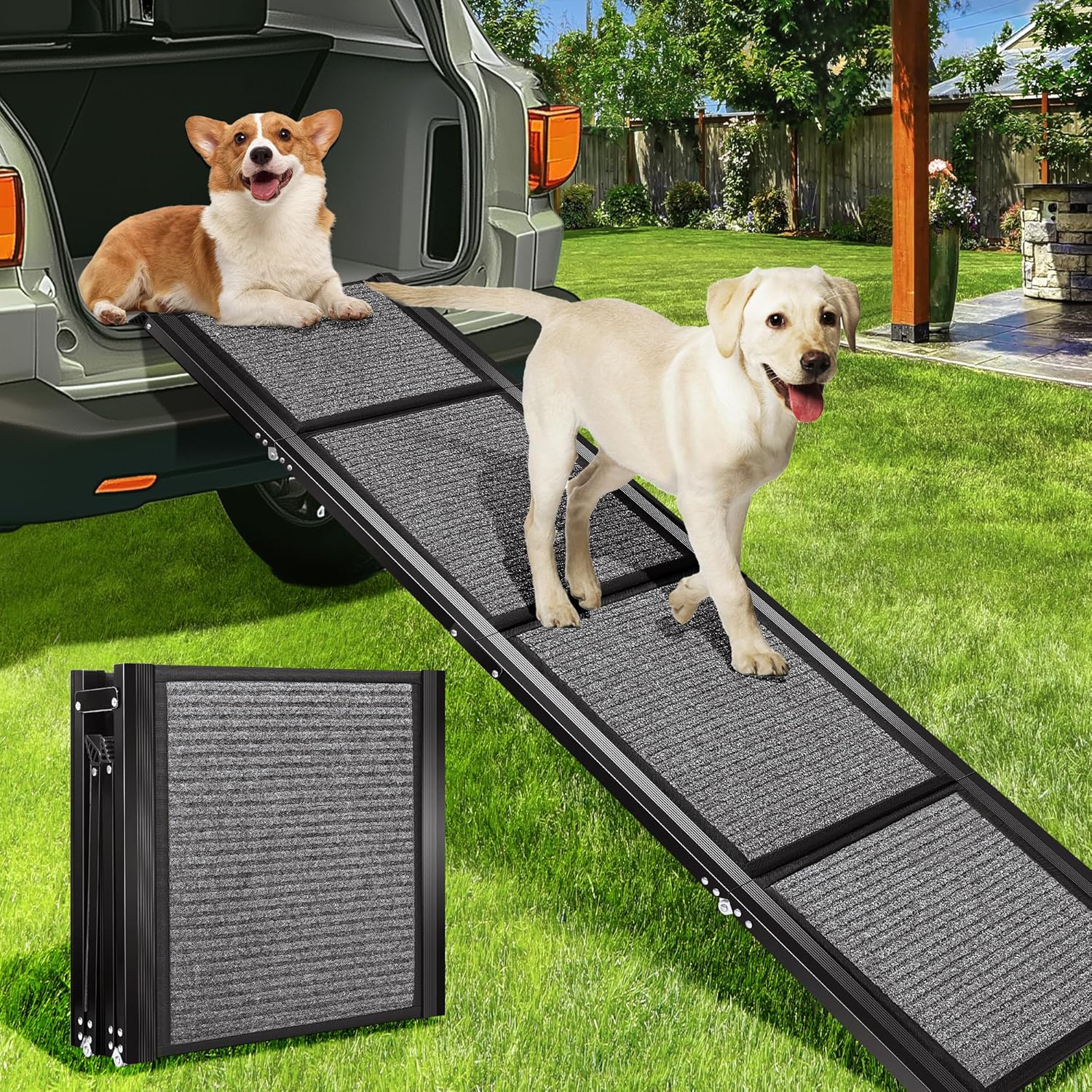 VIVOHOME Dog Ramp for Car, 67" x 20" Wider Pet Stair Ramp for Dogs with ...