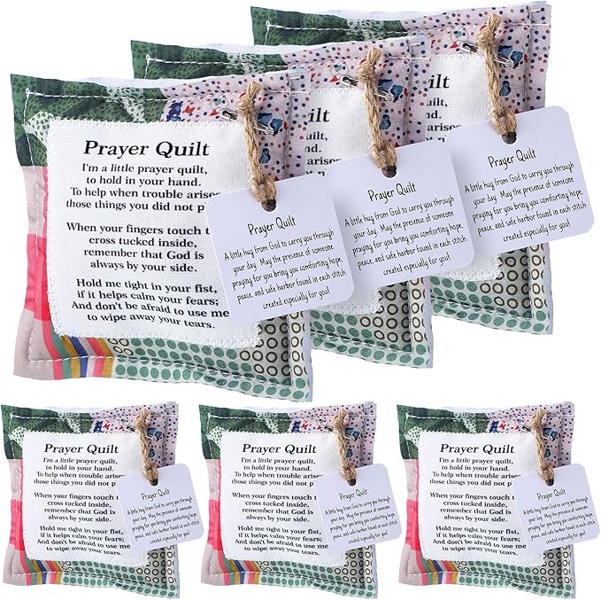 Amazon.com: Fanfanwin 6 Pcs Mini Prayer Quilt with Cross Inside, Easter ...