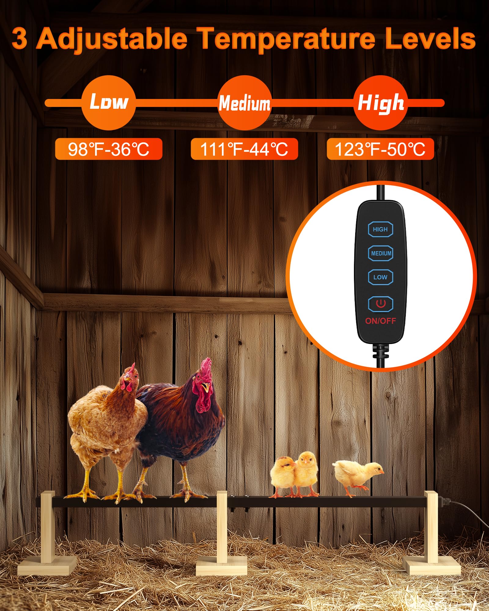 Snapklik.com : Heated Chicken Perch For Coop Heated Roosting Bar For ...