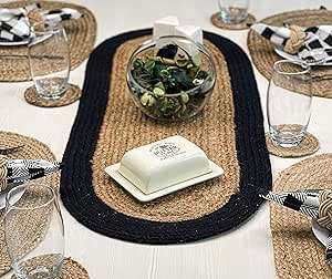 Amazon.com: CHARDIN HOME Verona Oval Woven Jute & Cotton Braided Table ...