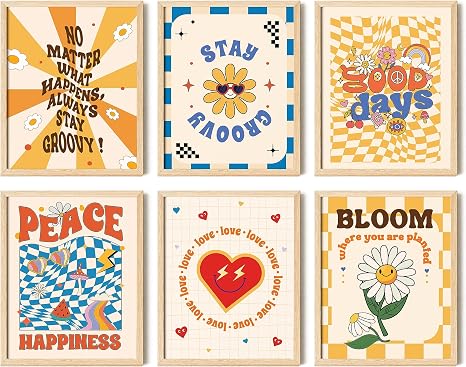 Amazon.com: 97 Decor Groovy Classroom Decor Aesthetic Pictures - Hippy ...