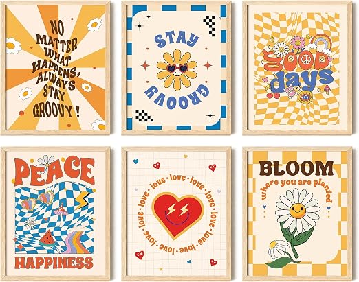 Amazon.com: 97 Decor Groovy Classroom Decor Aesthetic Pictures - Hippy ...