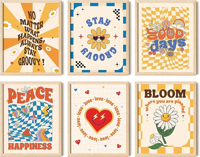 Amazon.com: 97 Decor Groovy Classroom Decor Aesthetic Pictures - Hippy ...