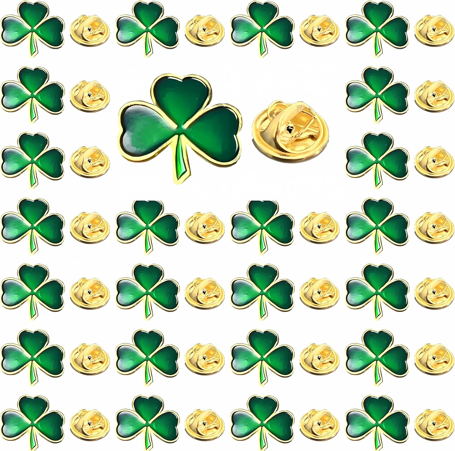 Amazon.com: Tichso 25/50/100pcs St. Patrick's Day clover lapel pin ...