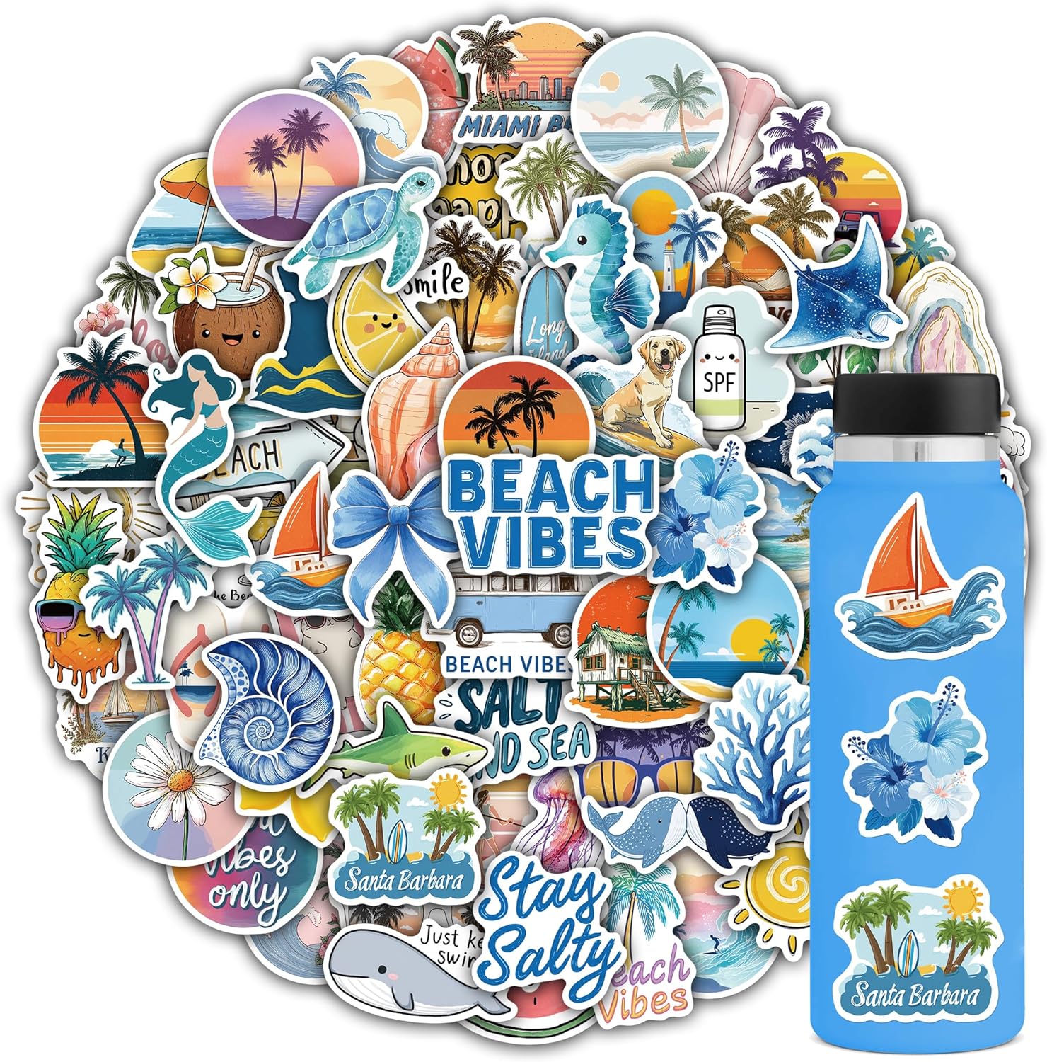 Amazon.com: 102PCS Cute Ocean Beach Stickers,Aesthetic Stickers ...