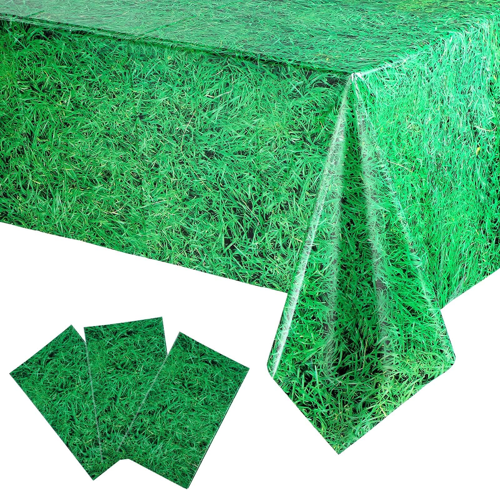Amazon.com: Green Grass Rectangular Plastic Table Cover (54" x 108") 1 ...