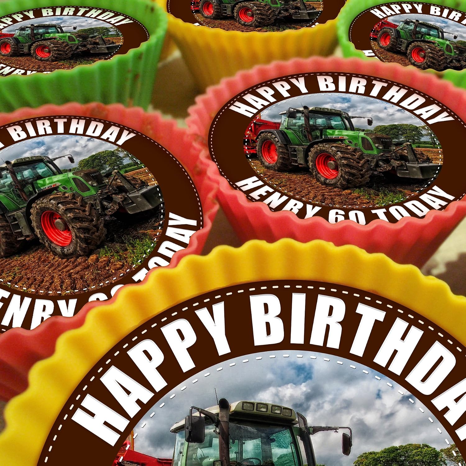 Tractor Cupcake Toppers, 20 x 5cm, Personalised Edible on Icing Sheet ...