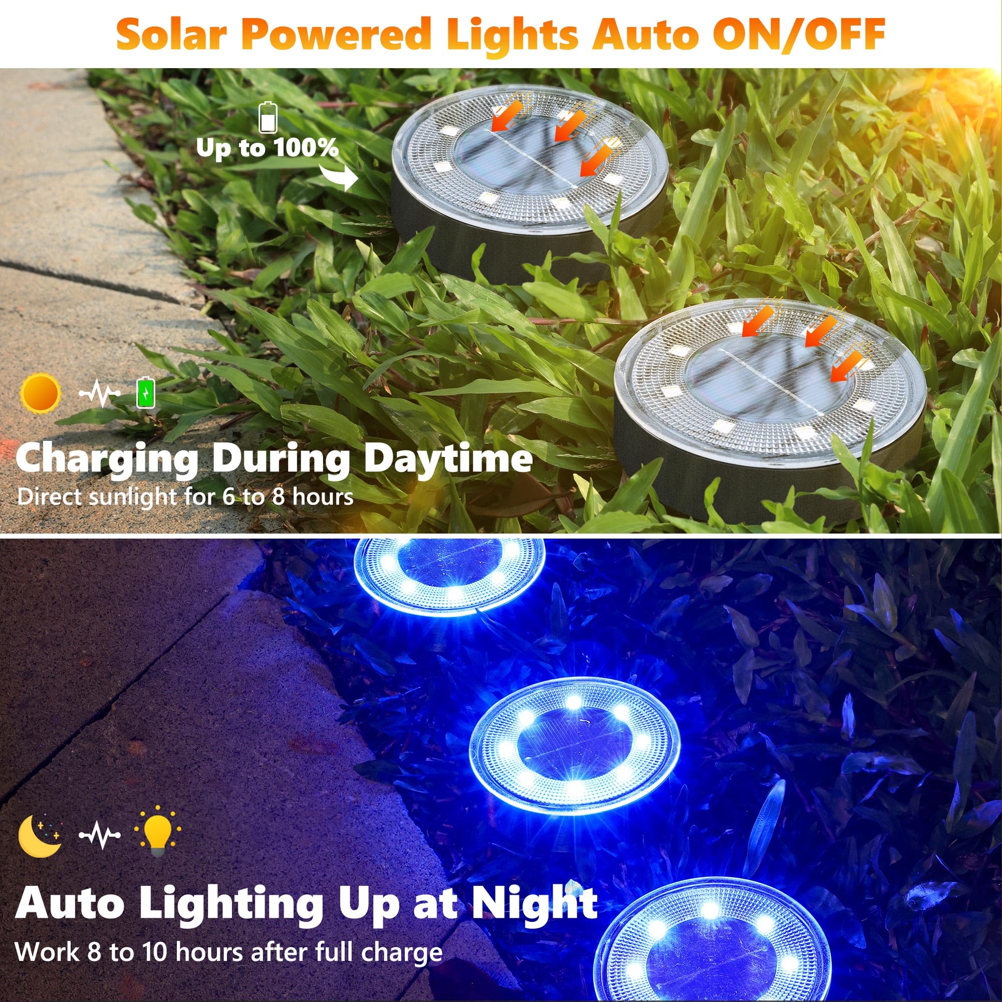 Snapklik.com : Joomer Solar Ground Lights, 16 Pack 8 LED Solar Lights ...