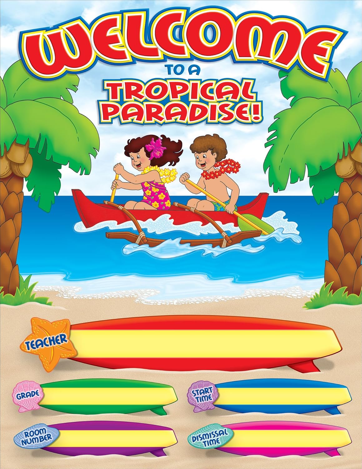 Amazon.com: Scholastic TF8230 Welcome Tropical Paradise Chart ...