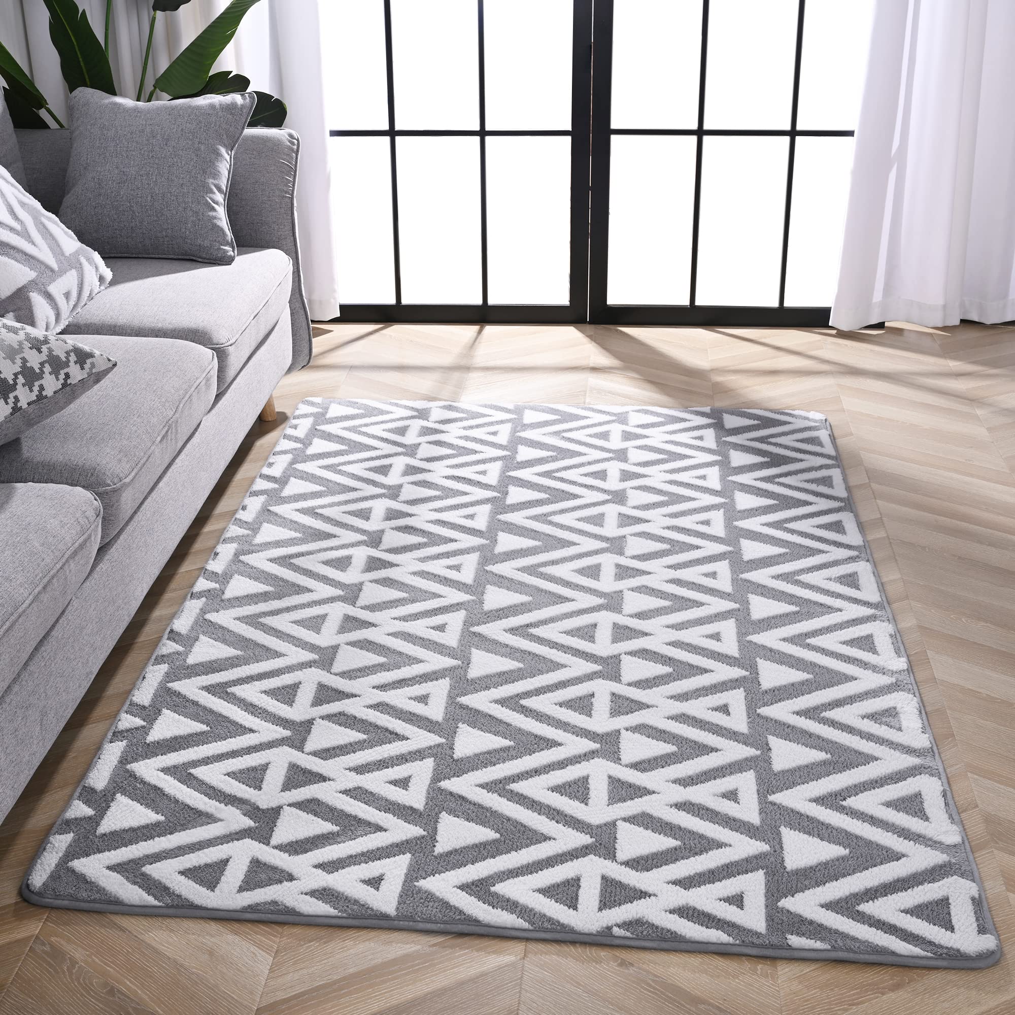 Ompaa Ultra Soft Shaggy Rugs Memory Foam Bedroom Carpet, Grey 5 x 8 ...