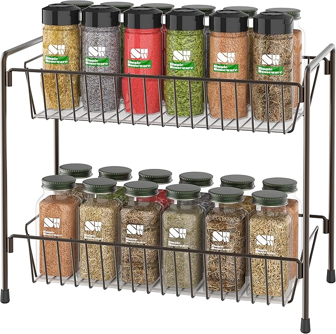Amazon.com: SimpleHouseware Countertop Spice Rack 2-Tier Kitchen Spice ...