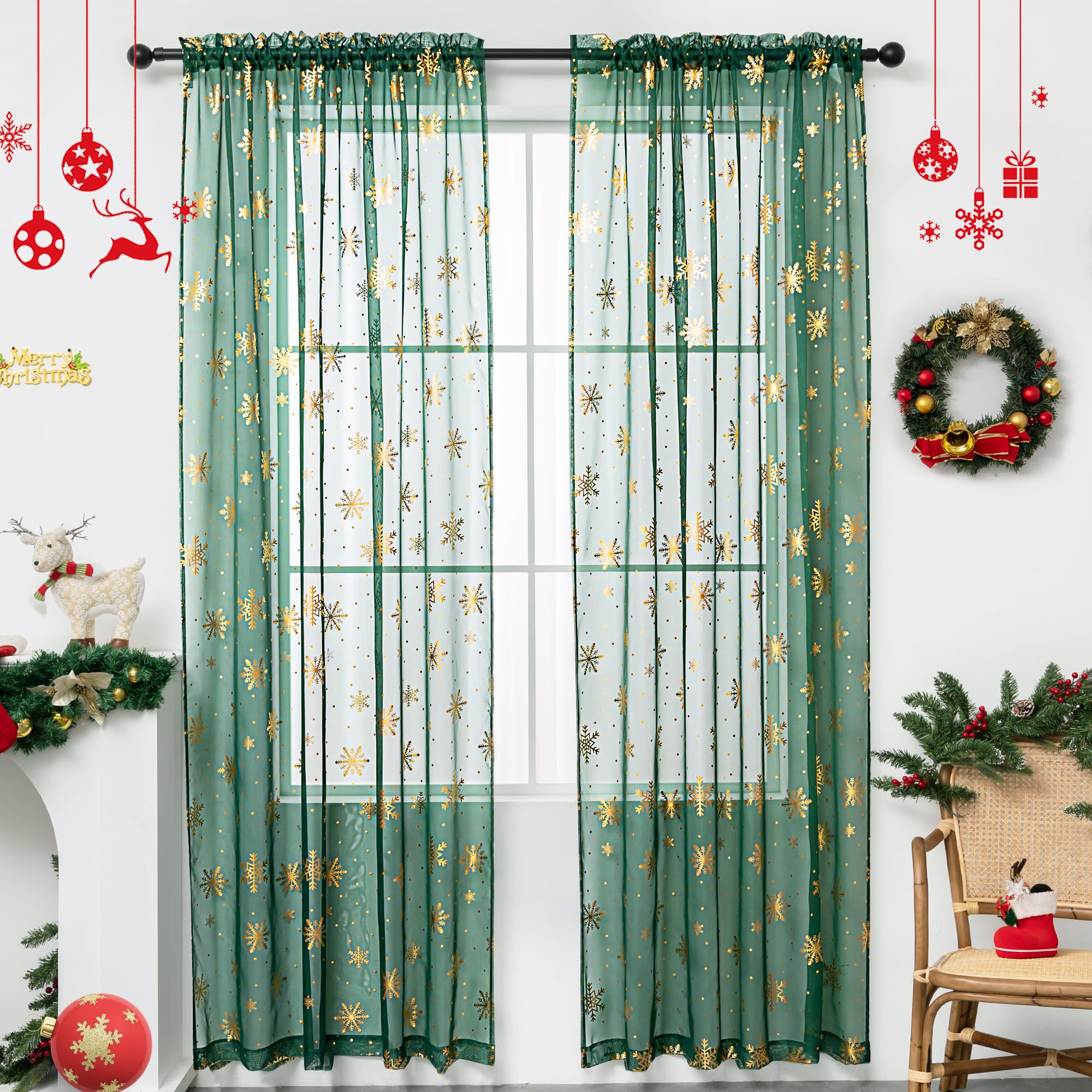 Amazon.com: Karseteli Christmas Sheer Curtains for Living Room, Luxury ...