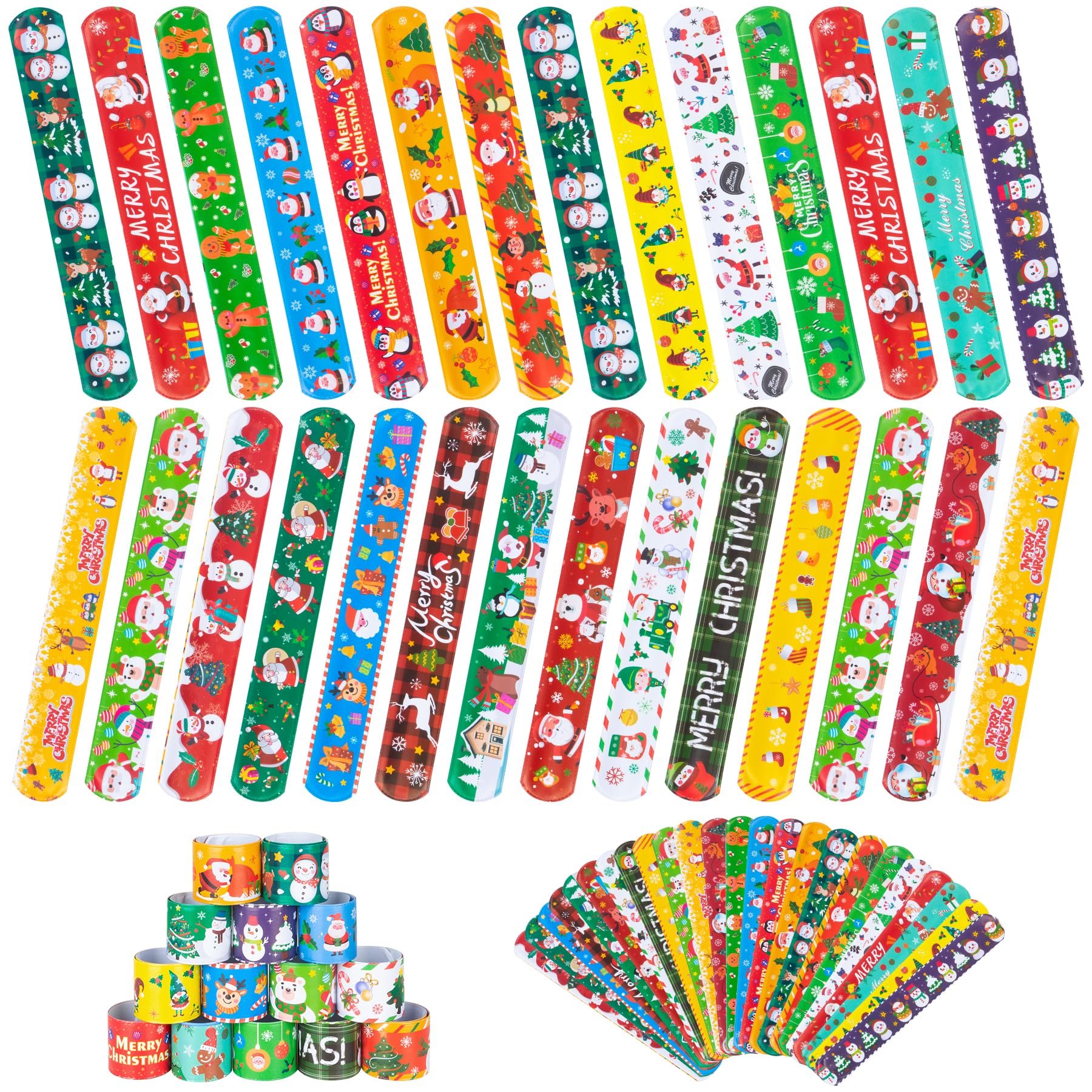 Amazon.com: RICEDUO Christmas Slap Bracelet for Kids - 48 Pieces, 24 ...