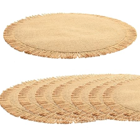 Amazon.com: Round Burlap Placemats Set of 12 Jute Rustic Place Mats for ...
