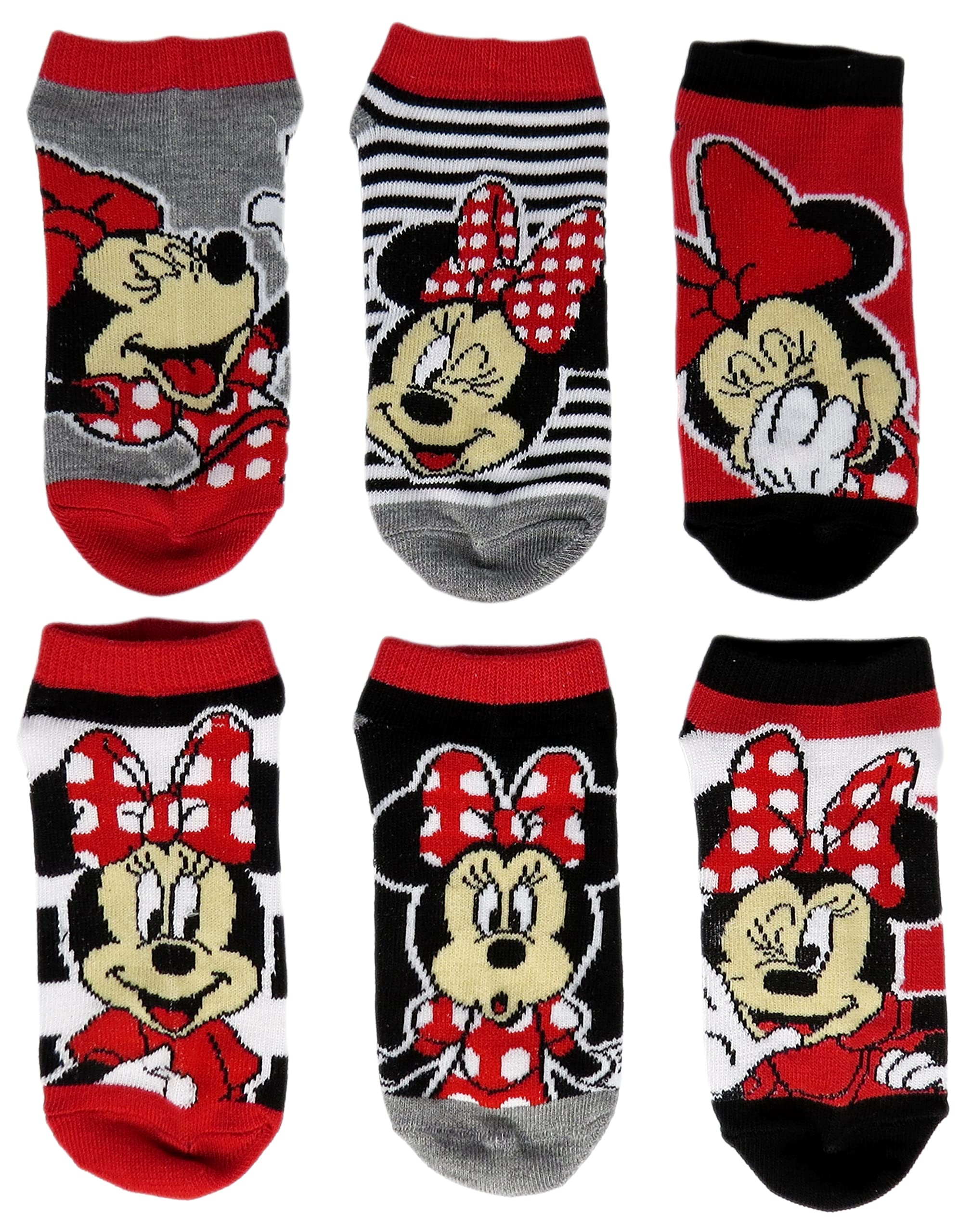 Amazon.com: Disney Girls Minnie Mouse Stripes No Show Socks 6 Pair Pack ...