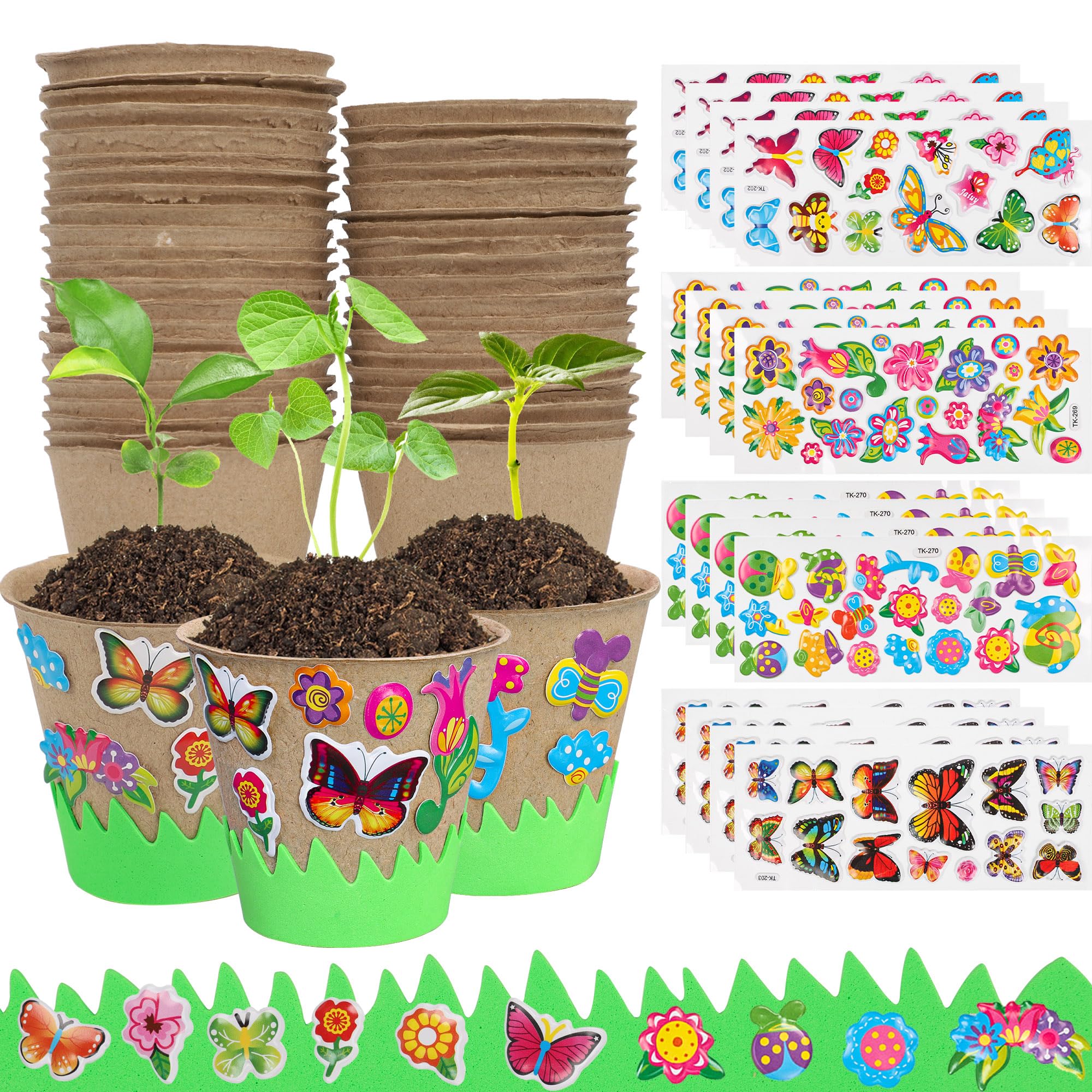 Amazon.com: Augisteen 42 Set Garden Paper Pot Craft Kit Flower Planting ...