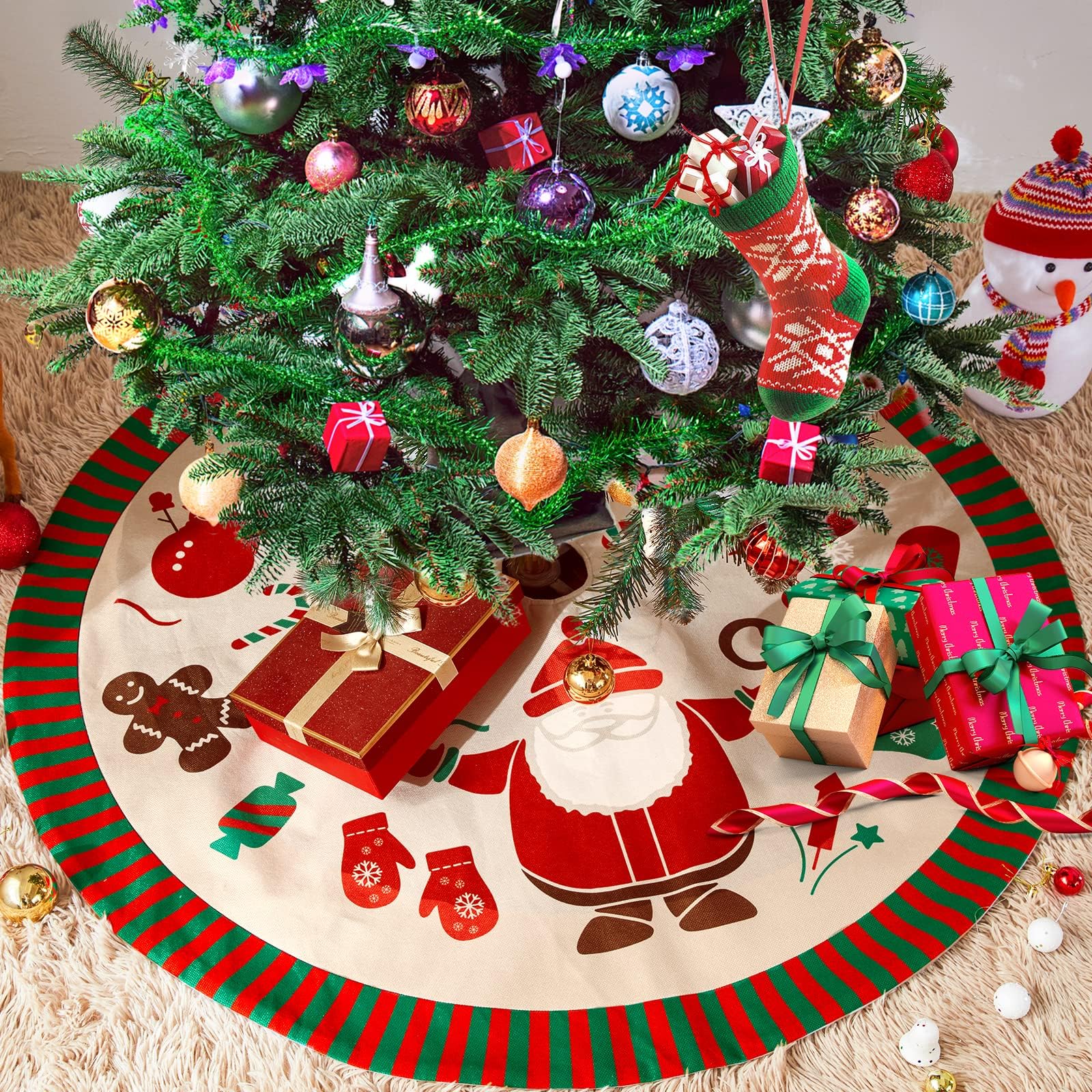Amazon.com: Amerzam Christmas Tree Skirt Mat Christmas Holiday Party ...