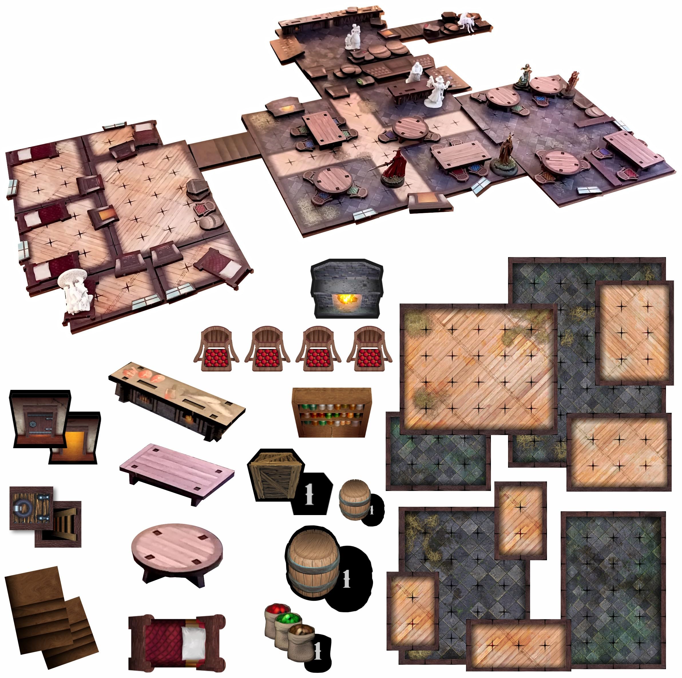 Amazon.com: C4Labs Giant DND Tavern Terrain Kit | 129pc Double Side ...