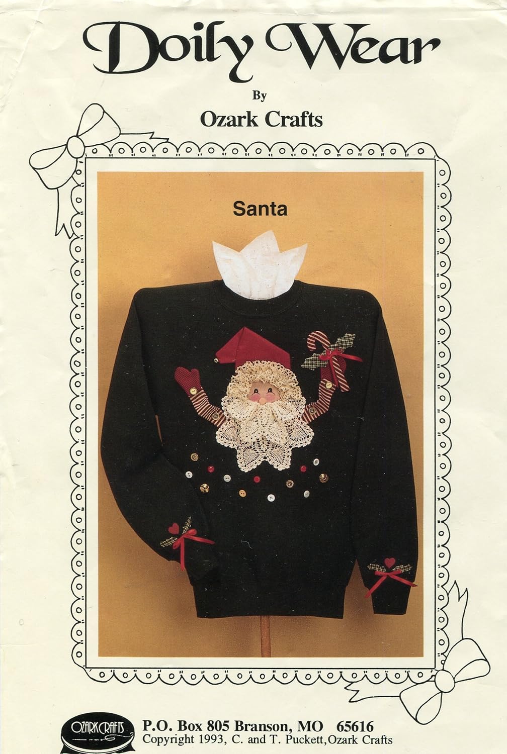 Amazon.com: Ozark Crafts Doily Wear Craft Pattern ~ Santa : Arts ...