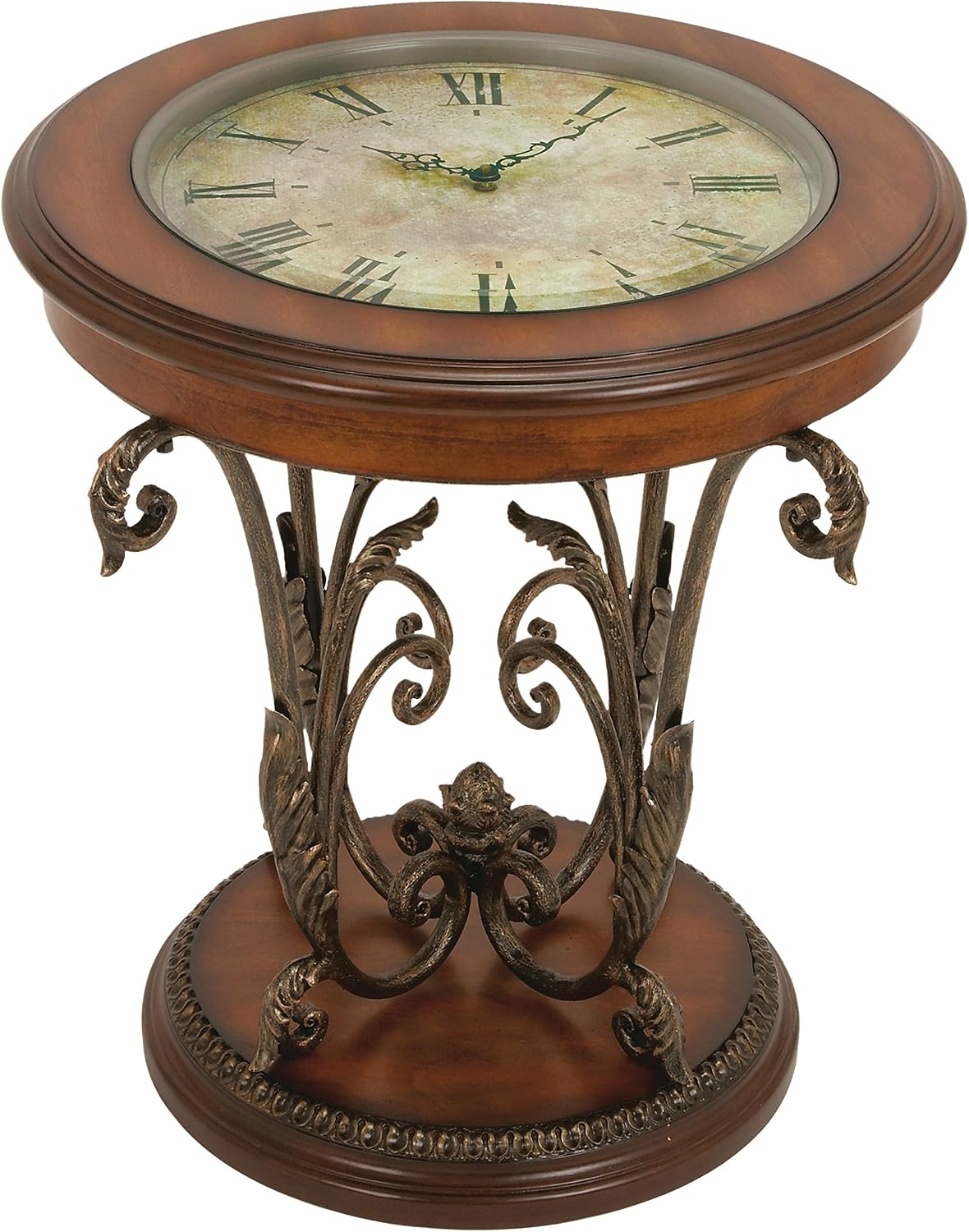 Amazon.com: Deco 79 Metal/Wood Table with Clock, 24"x22" : Home & Kitchen