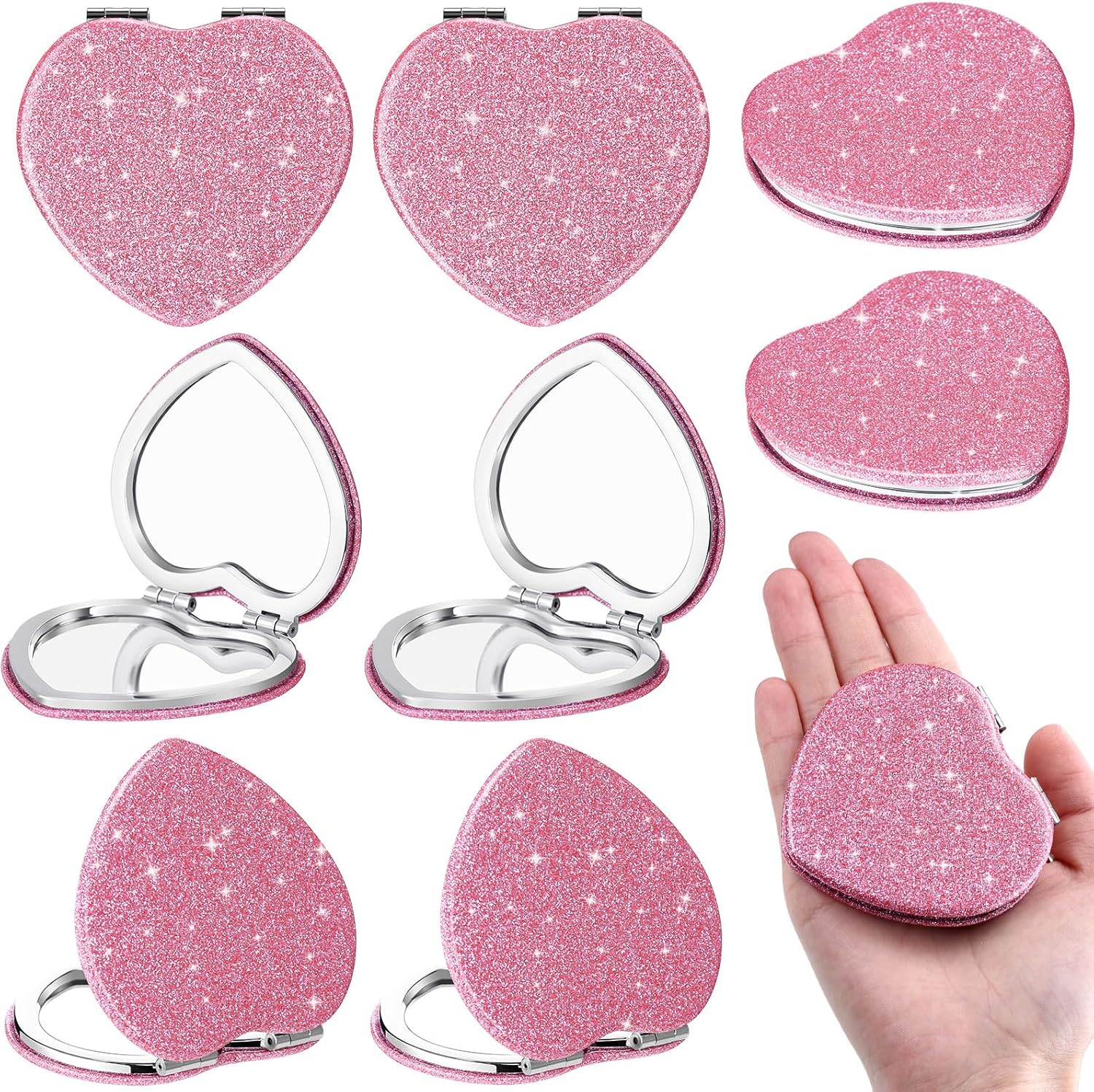 Amazon.com: Briwooody 10 Pcs Valentine's Day Heart Compact Folding ...