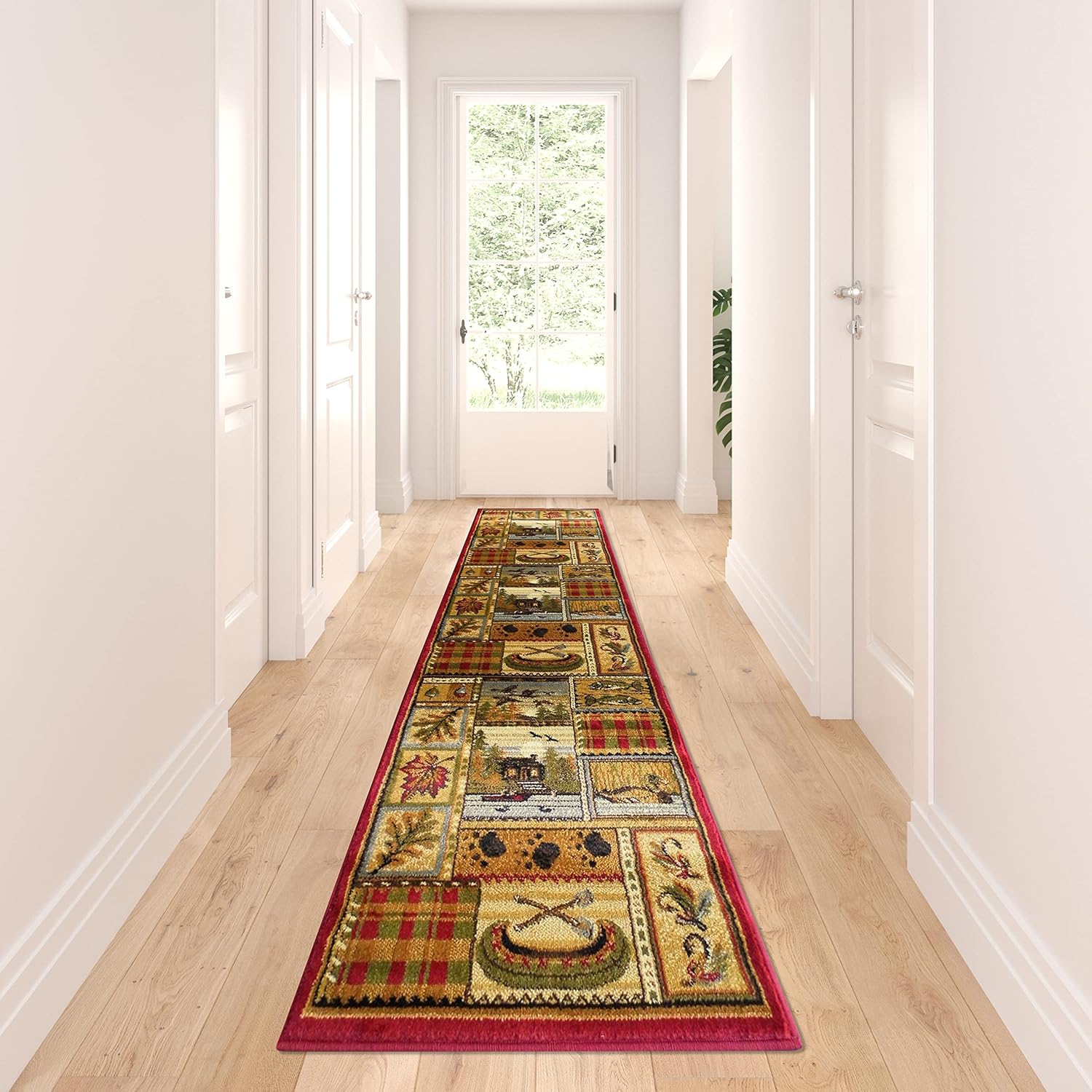 Amazon.com: Masada Rugs Nature Area Rug Runner Wildlife and Cabin Scene ...