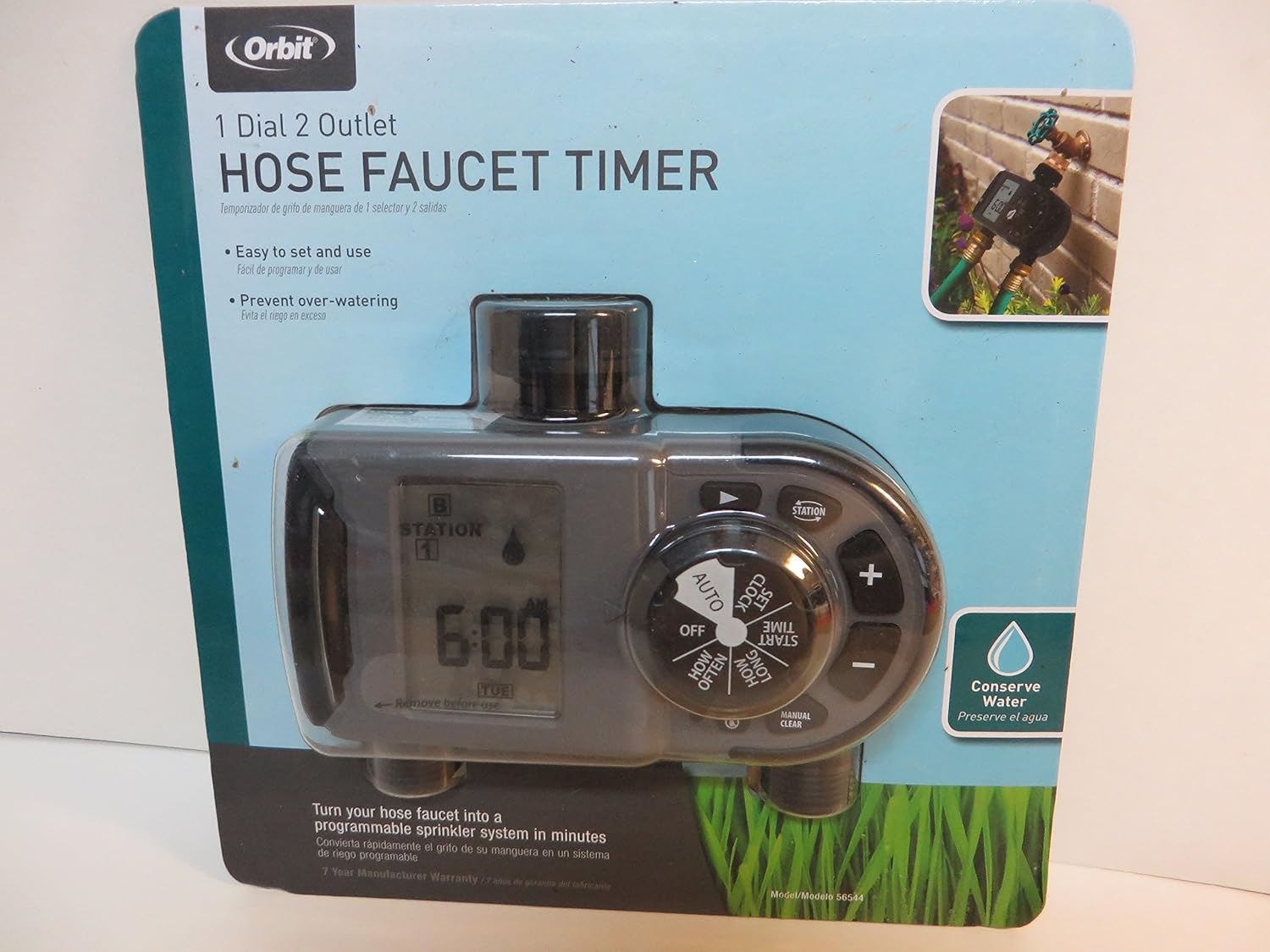 Amazon.com : Orbit Irrigation Systems 2-Outlet Hose Faucet Timer 56544 ...