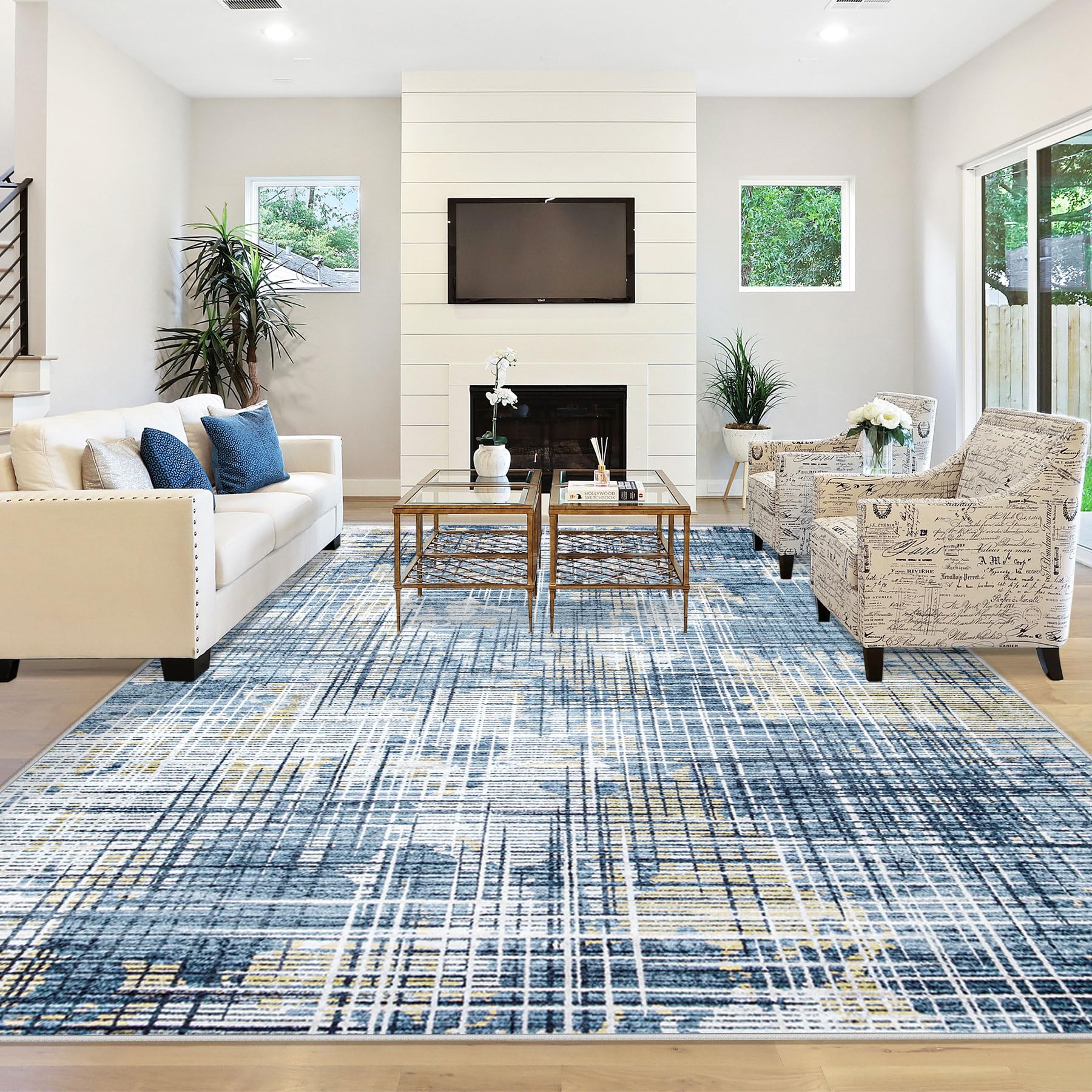 Amazon.com: Area Rug Washable Rug 8x10: Large Modern Abstract Living ...