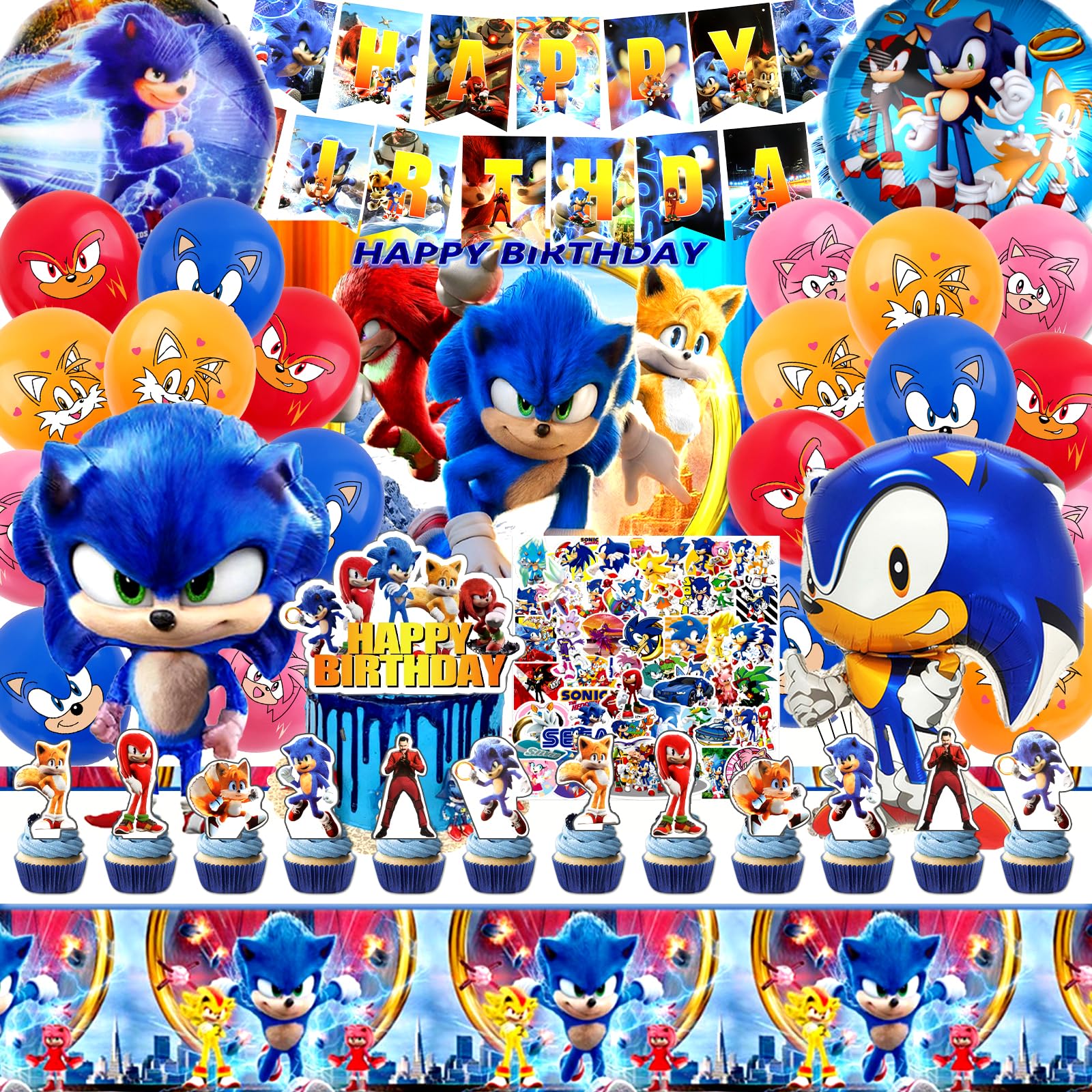 Buy 102Pcs Sonic Birthday Party Decorations,Sonic Party Supplies,Sonic ...
