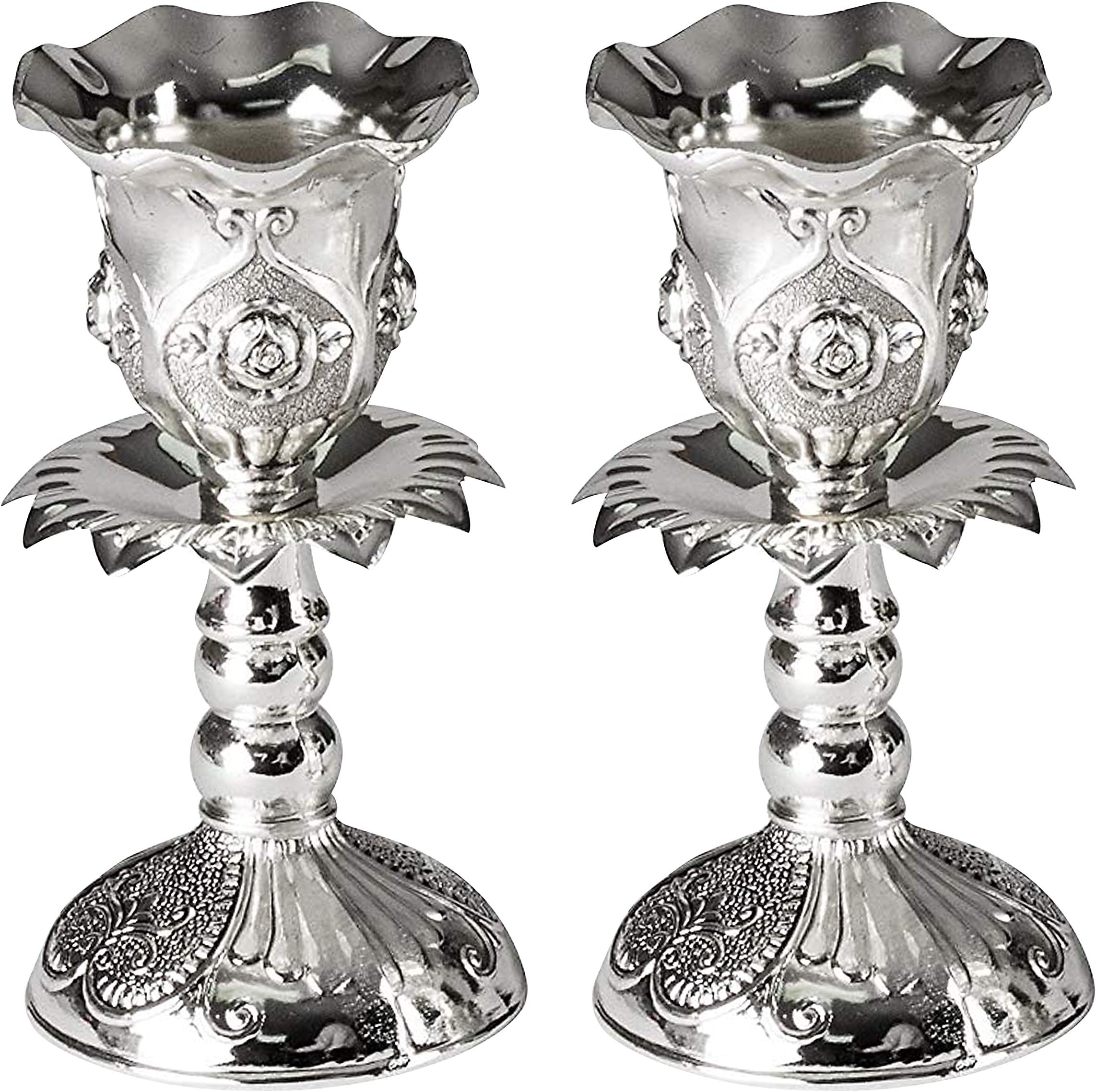 Amazon.com: Rite Lite Set of 2 Silverplated Candlesticks for Shabbat ...