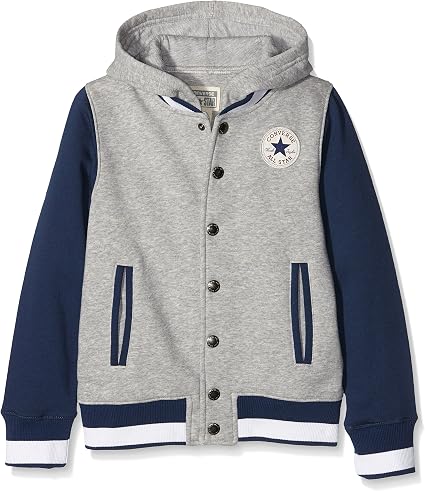 Converse Boy's Seasonal Knit Varsity Jacket, Grey (Vintage Grey Heather ...