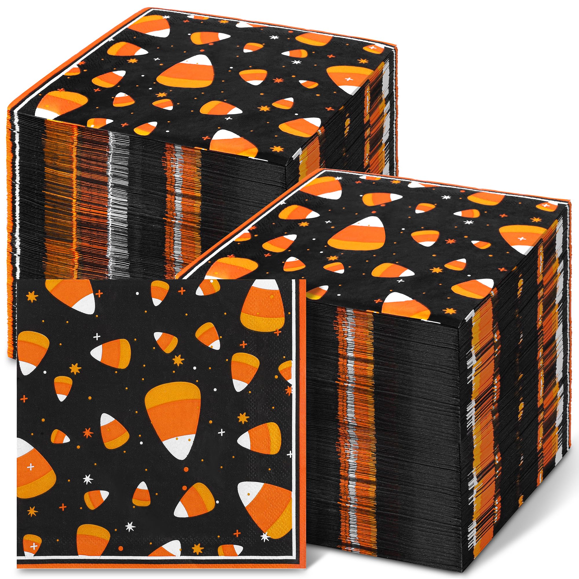 Amazon.com | durony 200 Pieces Halloween Candy Corn Cocktail Napkins 3 ...