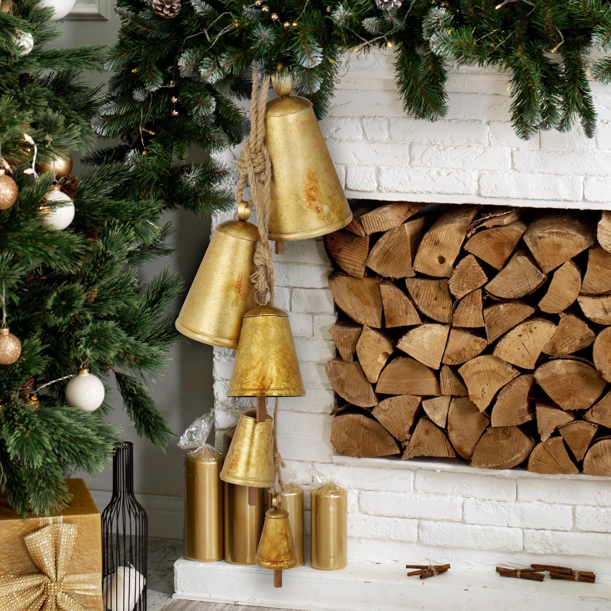 Snapklik.com : Fovths 5 Pack Giant Christmas Cow Bells Large Cone Metal ...