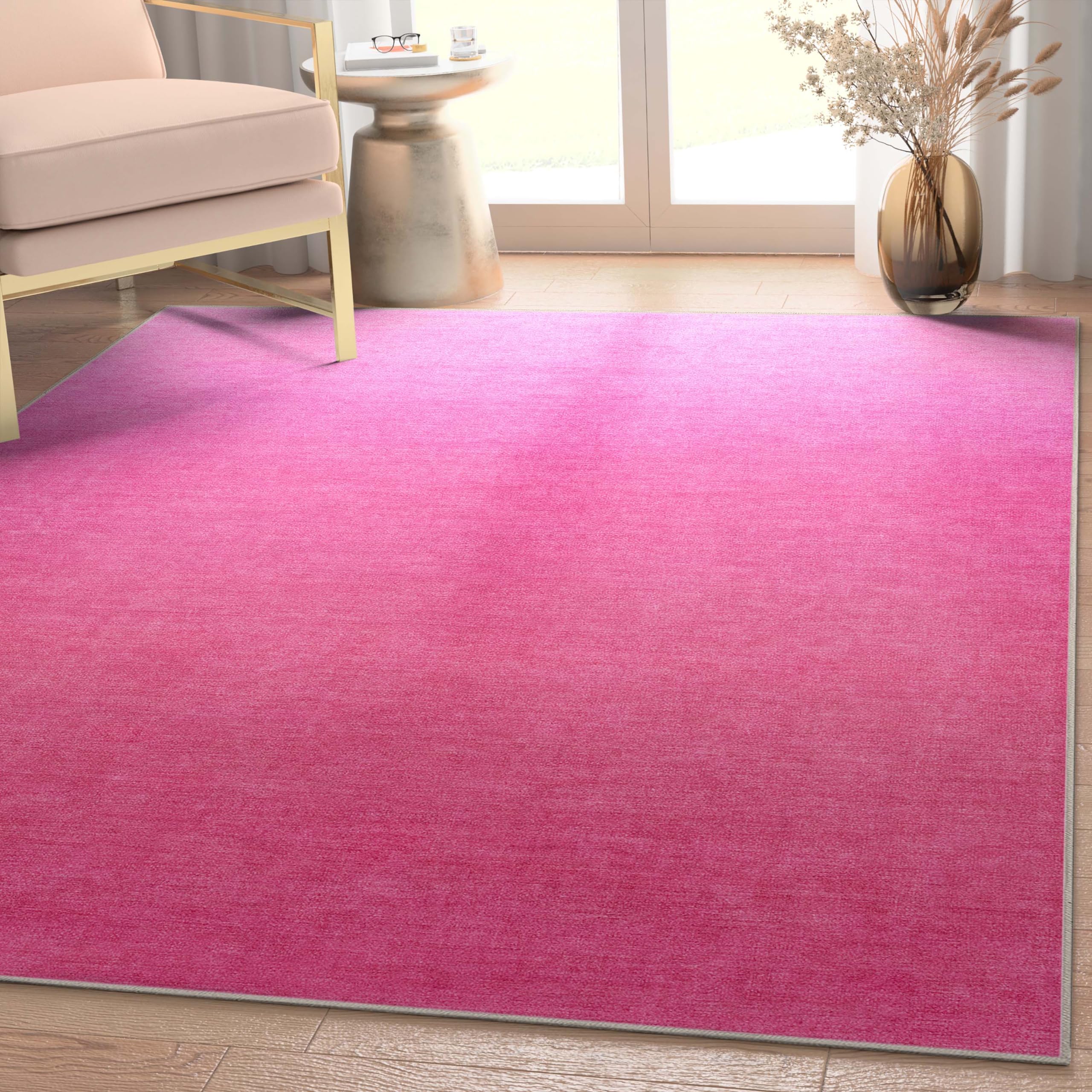 Amazon.com: Well Woven Apollo Washable 5' x 7' Area Rug - Hot Pink ...