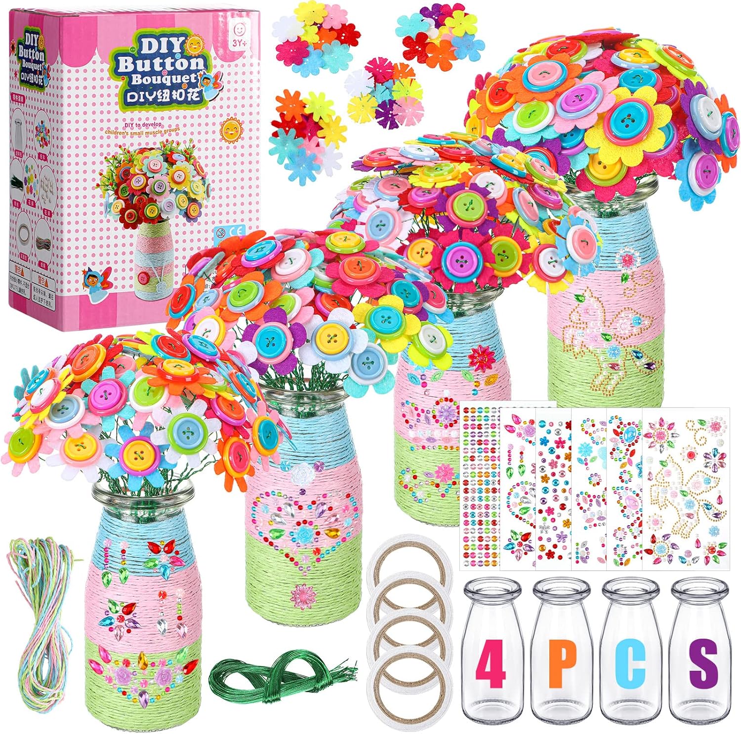 Amazon.com: 4 Sets Crafts for Girls Ages 4-12 Flower Making Kit for ...